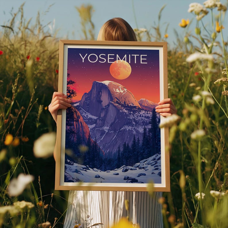 Yosemite National Park Poster, Yosemite Print, Half Dome Poster, Half ...