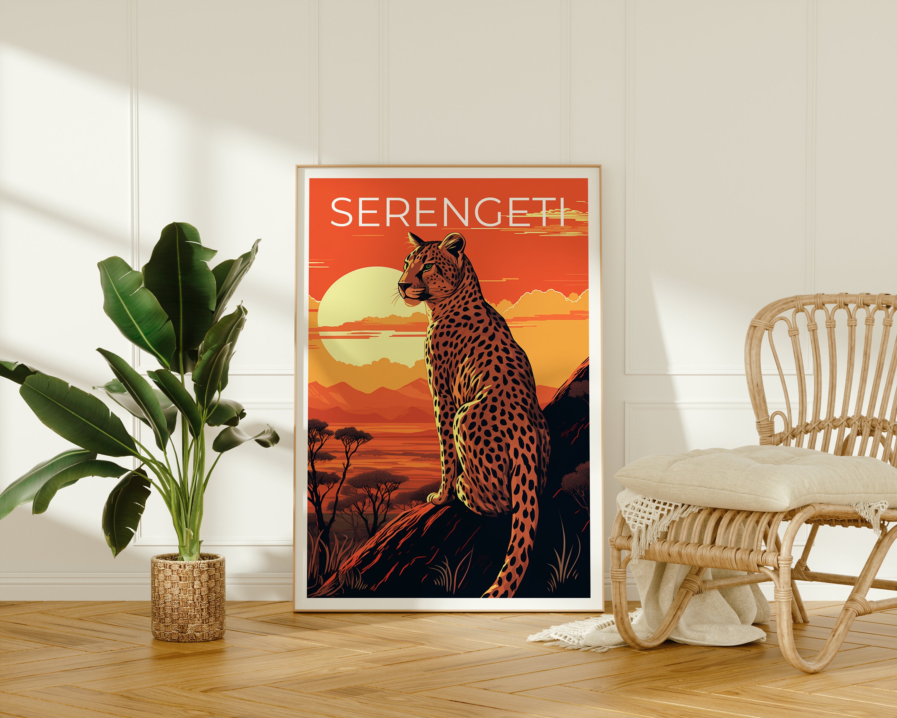 Serengeti Travel Poster, Cheetah Wall Art, Cheetah Print, Serengeti ...