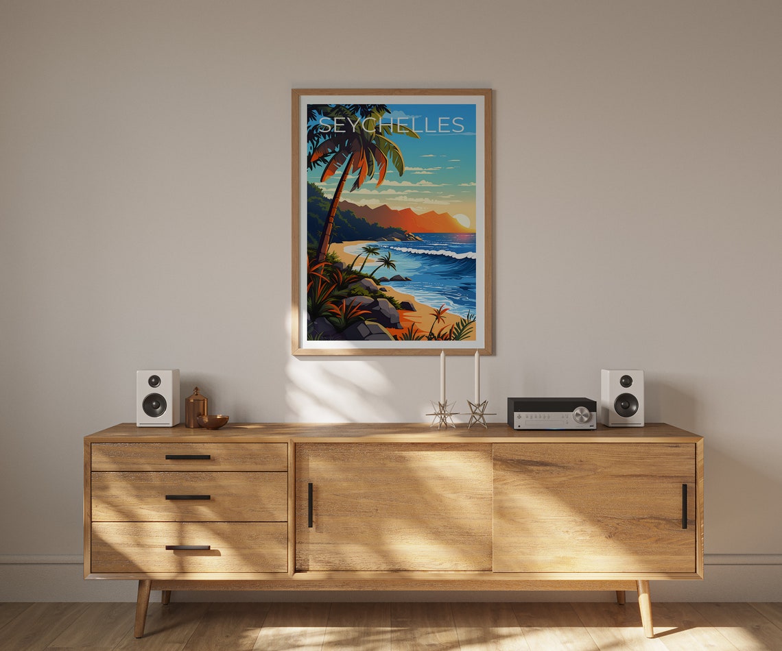 Seychelles Travel Poster, Africa Wall Art, Africa Print, Seychelles ...