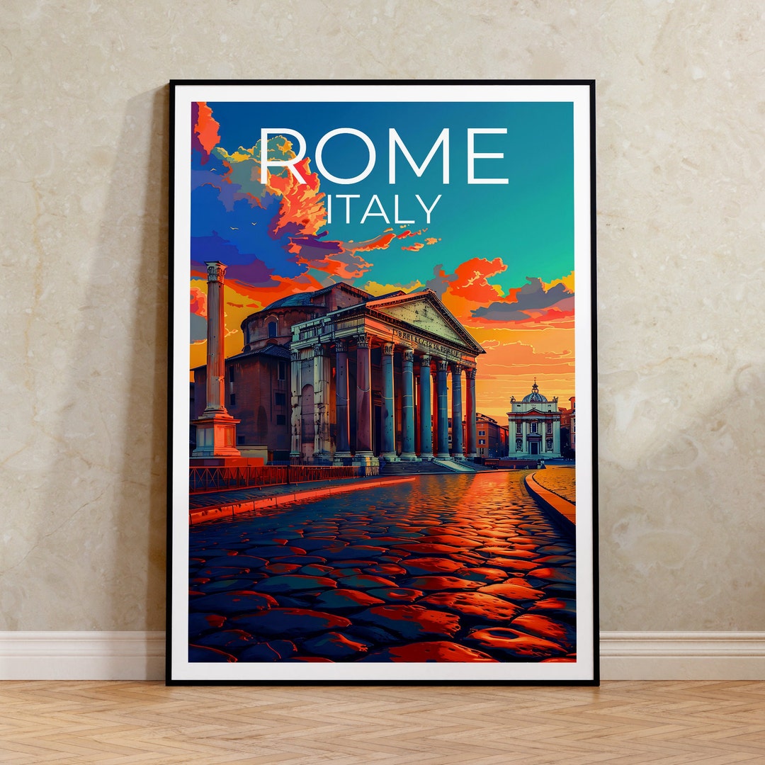 Rome Travel Poster, Pantheon Wall Art, Pantheon Print, Rome Poster ...