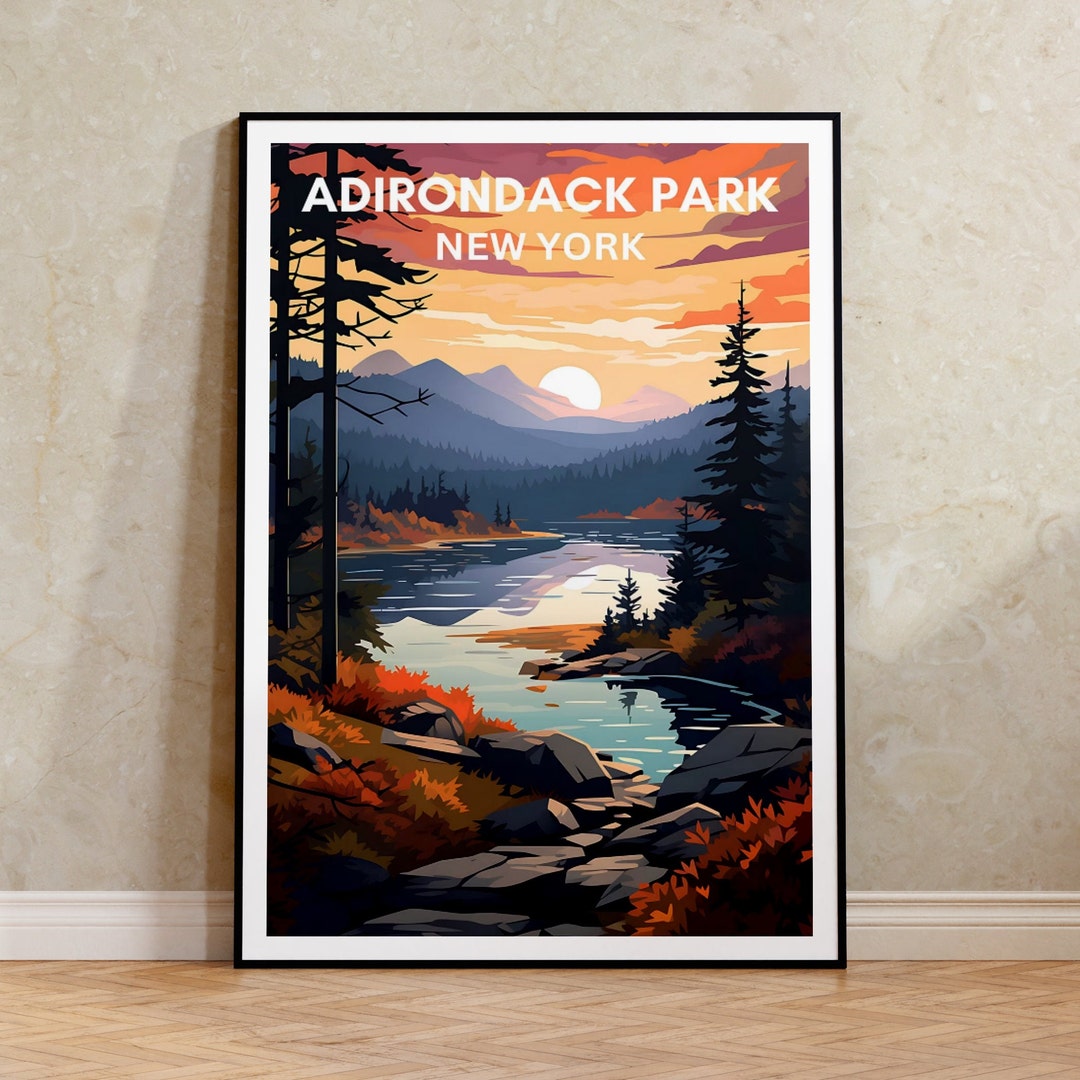 Adirondack Park Poster, New York Wall Art, New York Print, Adirondack ...