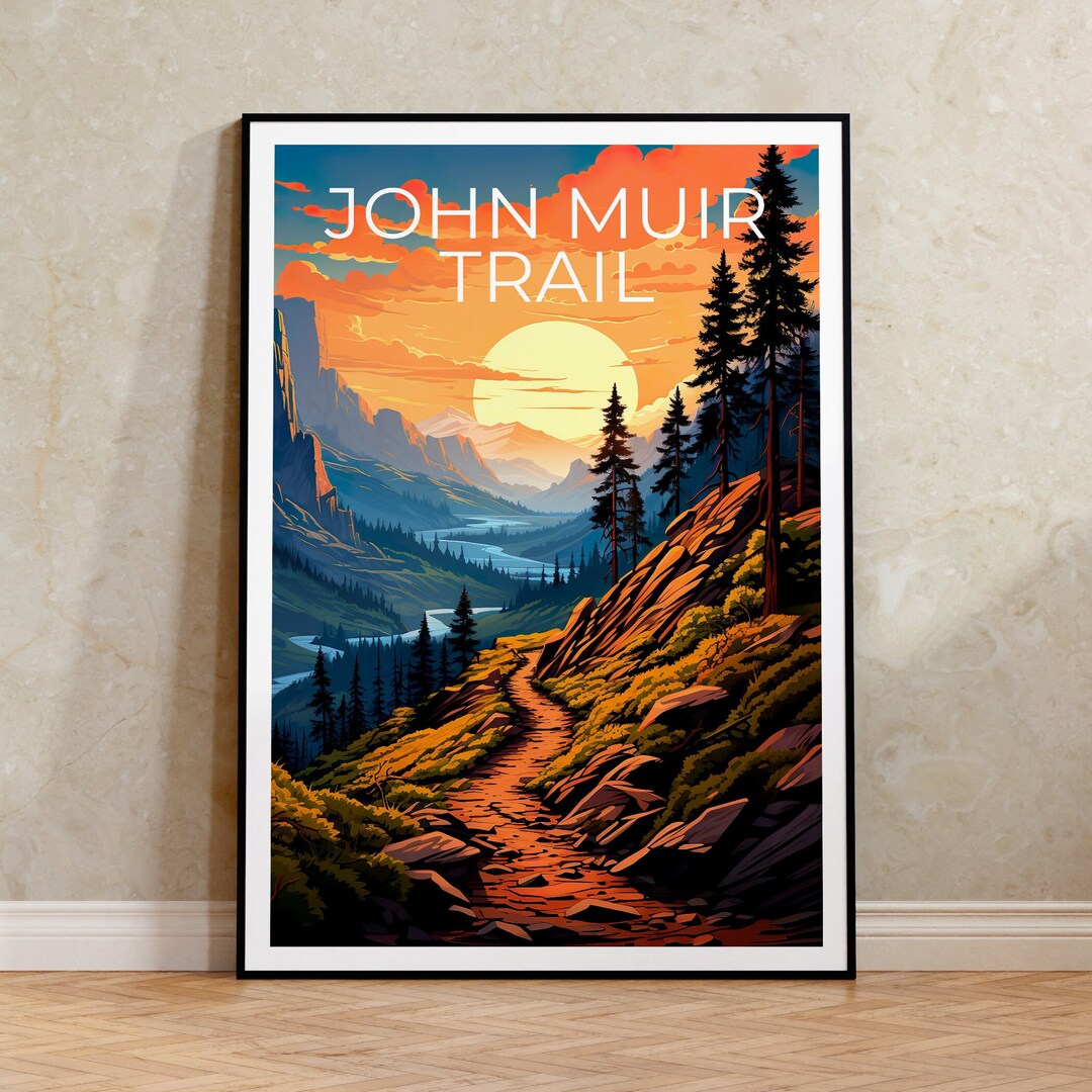 John Muir Trail Poster, Sierra Nevada Print, Sierra Nevada Art, Hiking ...
