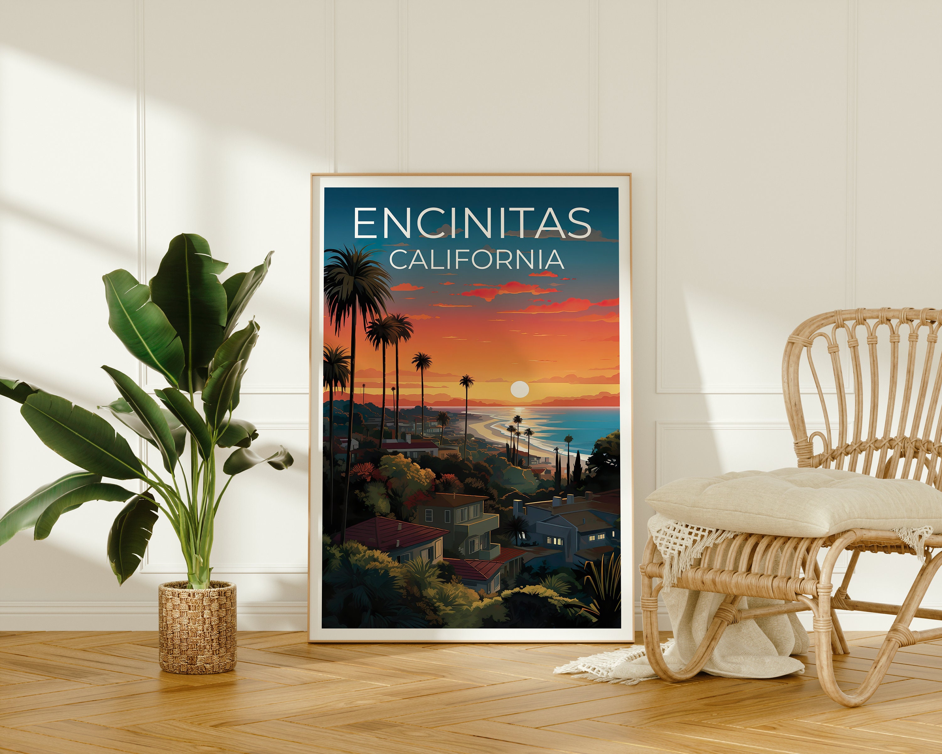 Encinitas Travel Poster, California Wall Art, California Print, Encinitas Poster, California ...