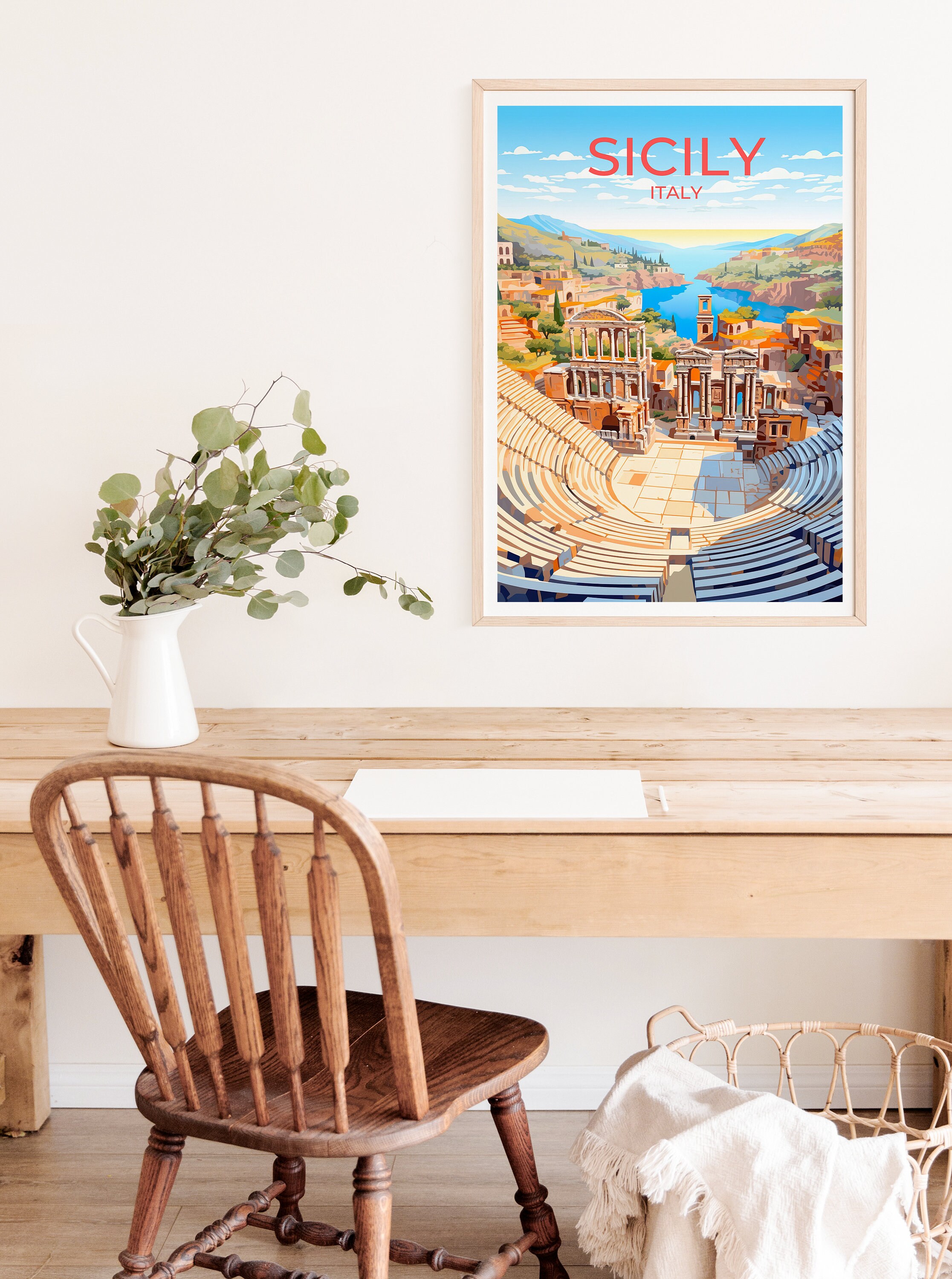 Sicily Travel Poster, Italy Wall Art, Sicily Print, Sicily Poster ...