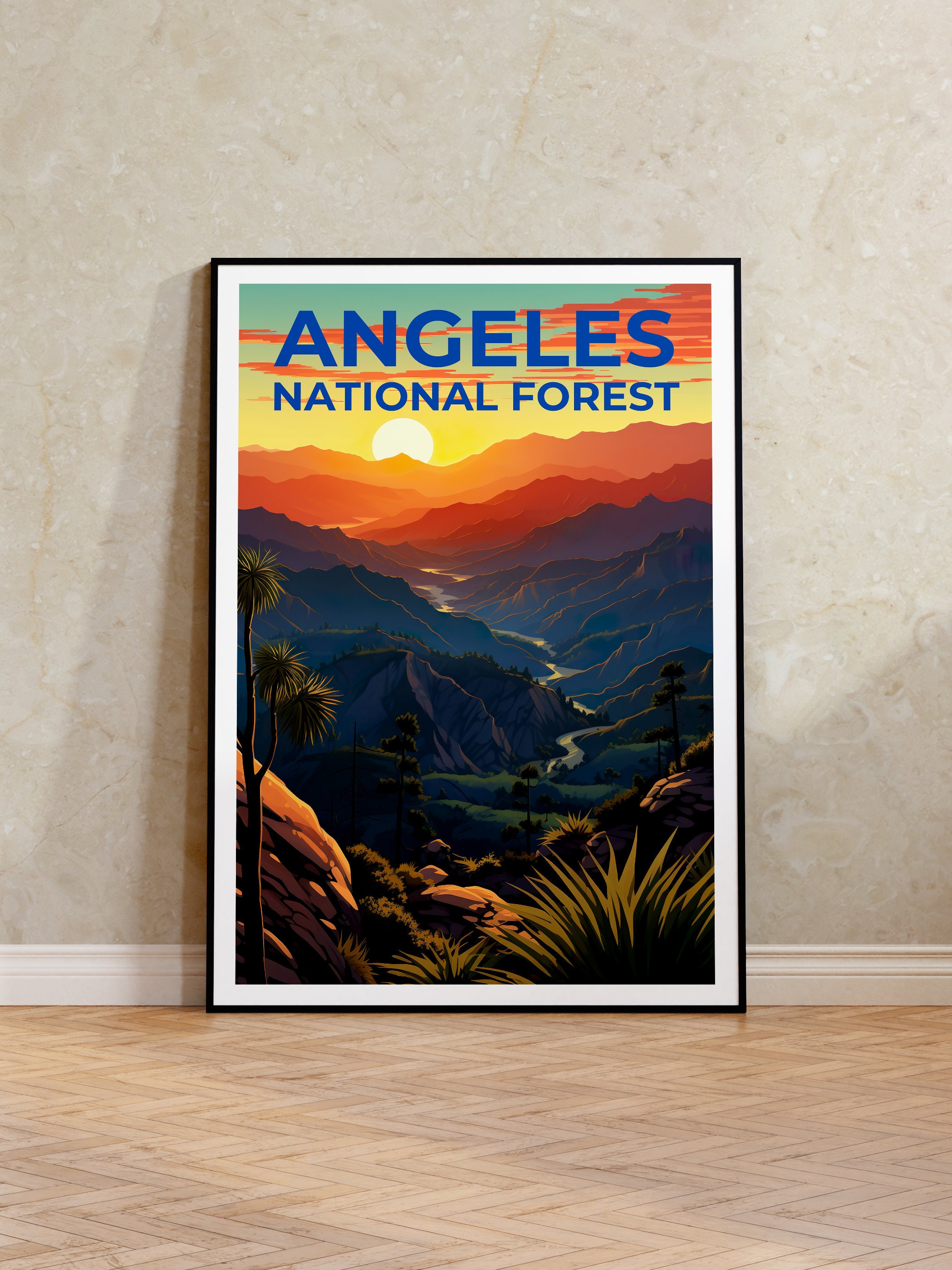 Angeles National Forest Travel Poster, California Wall Art, California ...