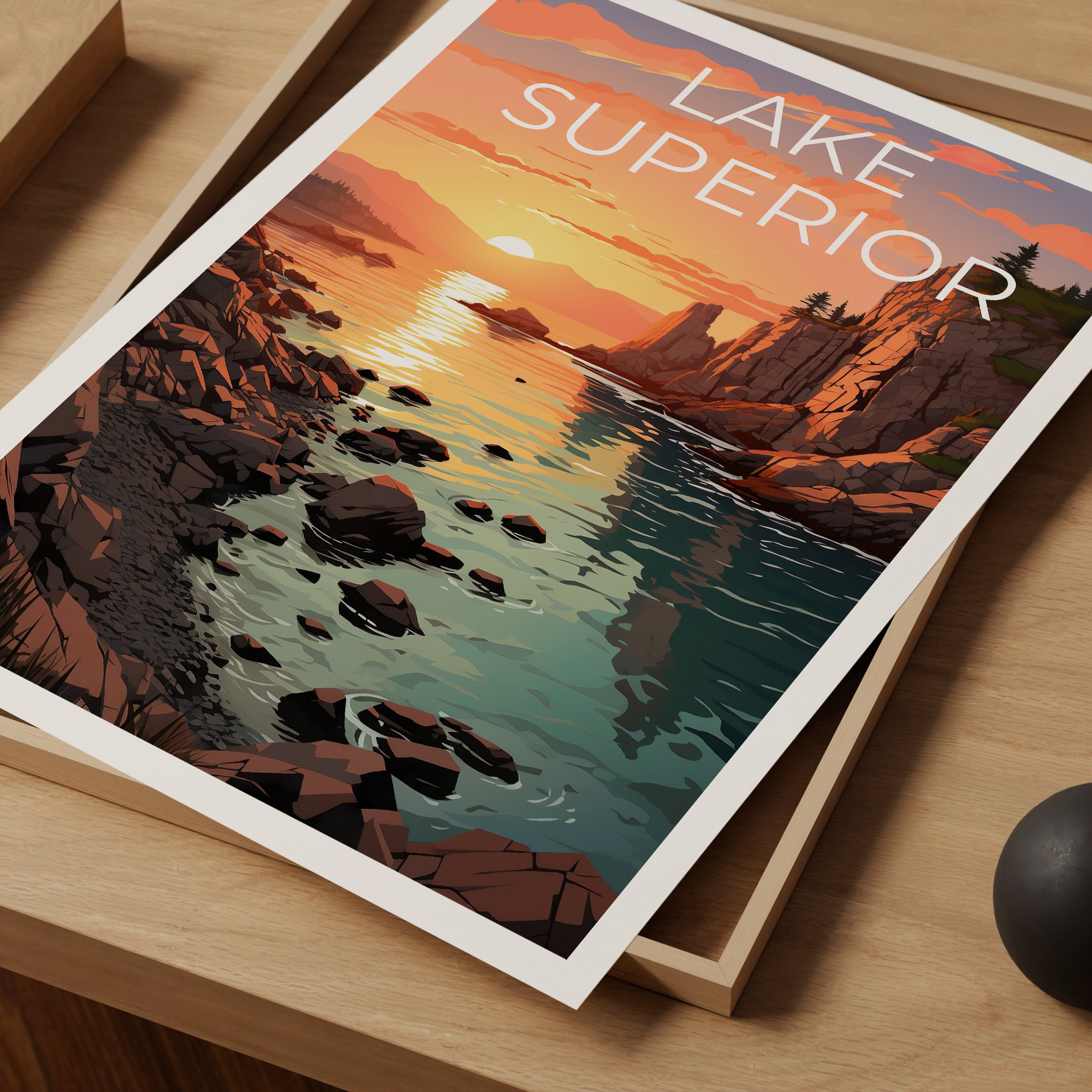 Lake Superior Poster, Lake Superior Art, Great Lakes Poster, Great ...