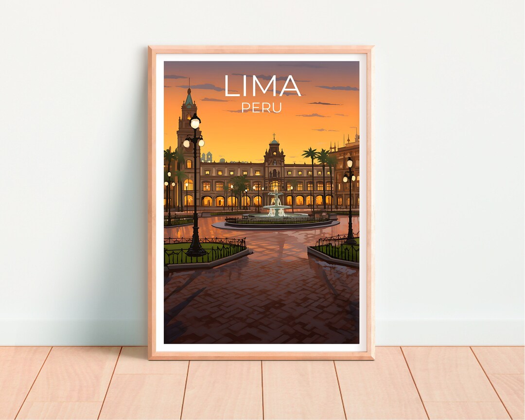 Lima Travel Poster, Peru Wall Art, Peru Print, Lima Poster, Plaza De ...