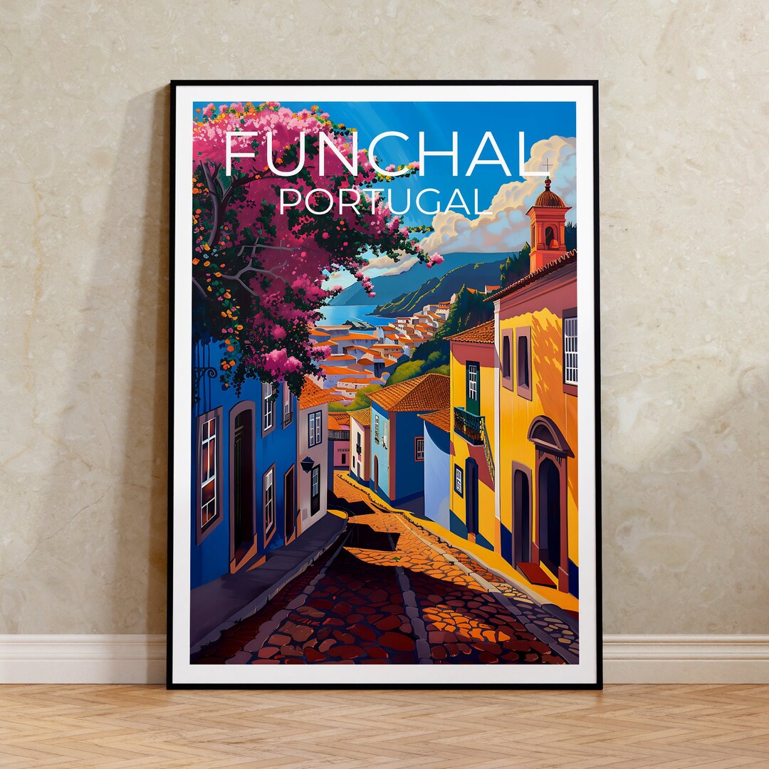 Funchal Travel Poster, Portugal Wall Art, Portugal Print, Funchal ...