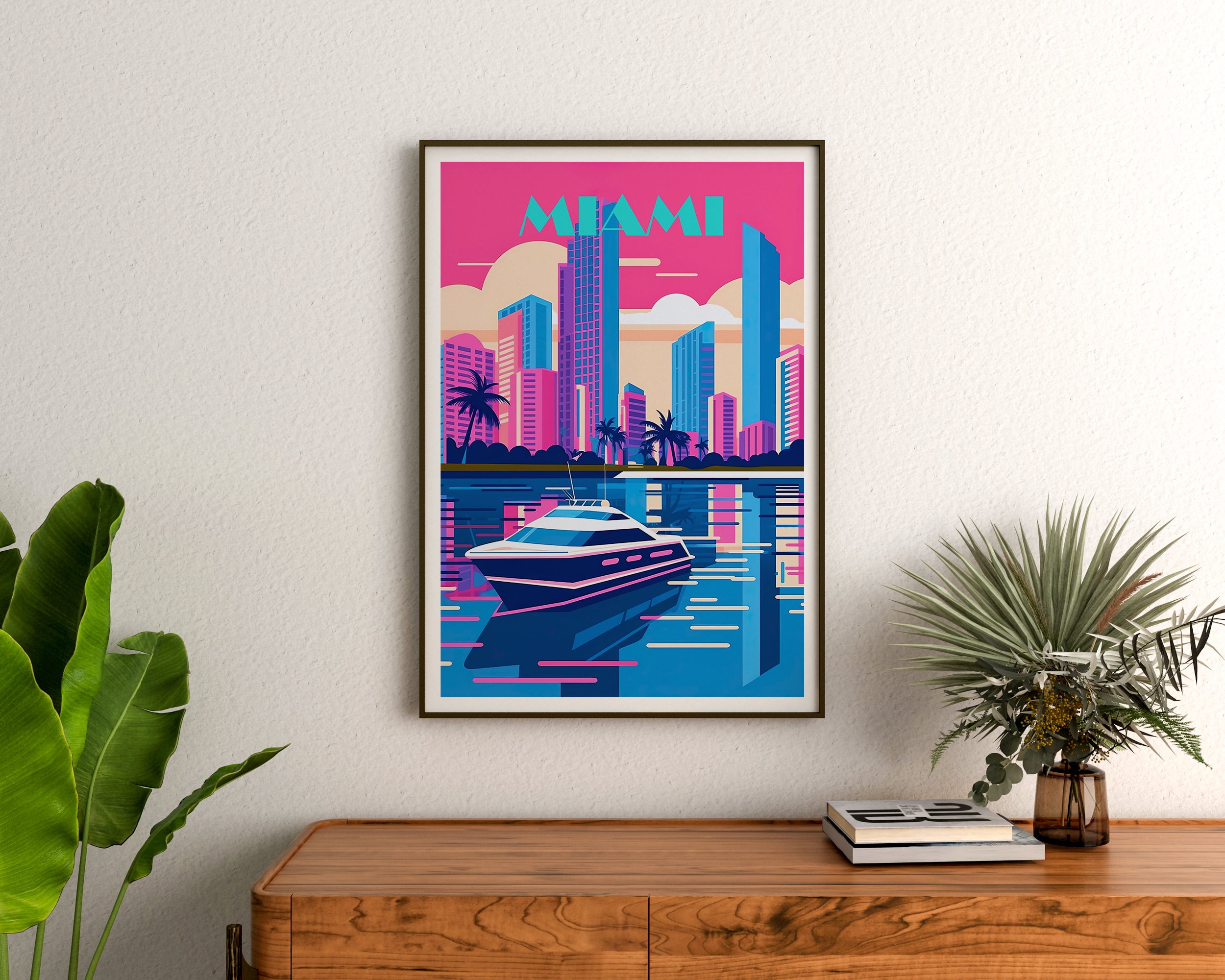 Miami Travel Poster, Miami Wall Art, Miami Print, City Skyline Poster ...