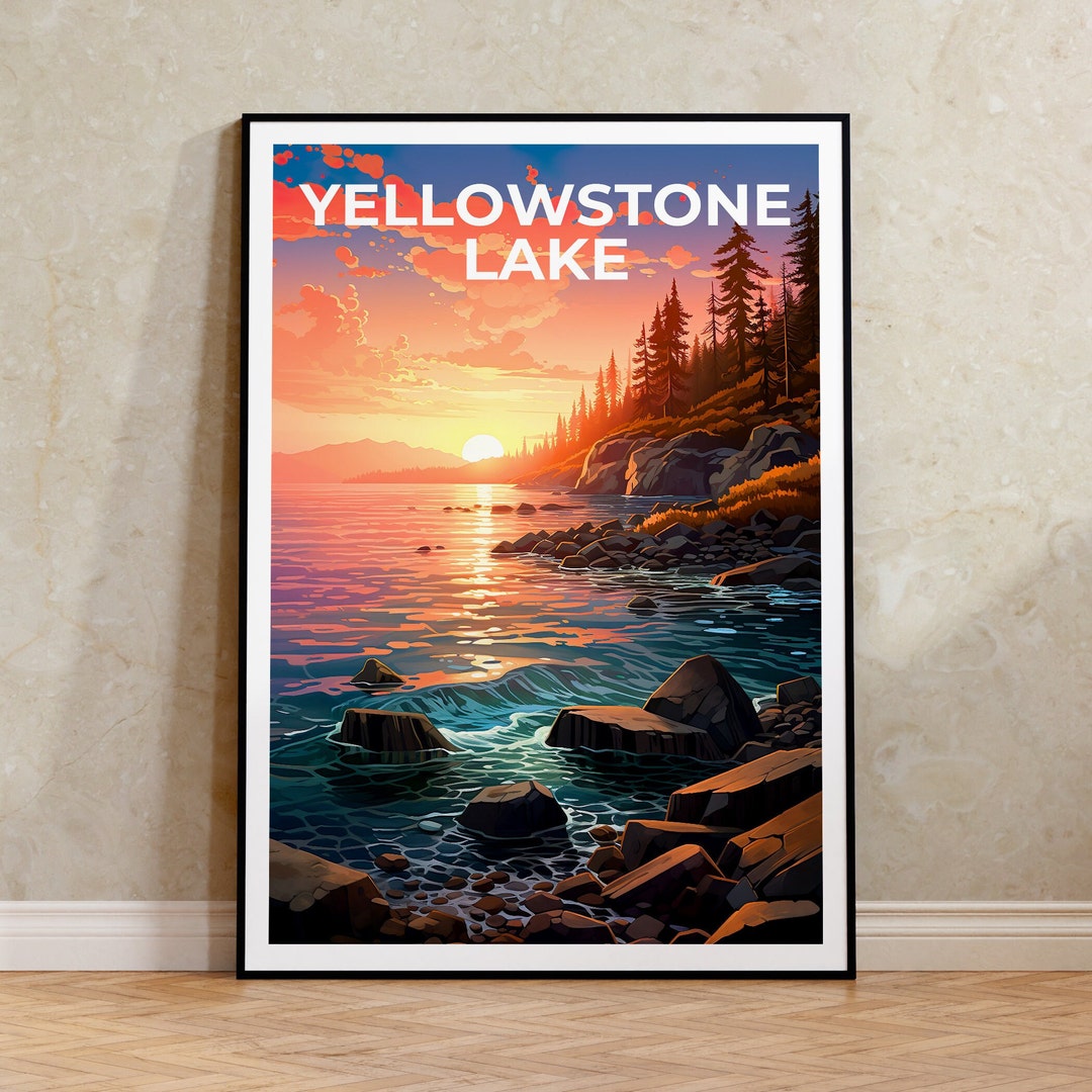 Yellowstone Lake Poster, Yellowstone Lake Print, Wyoming Poster ...