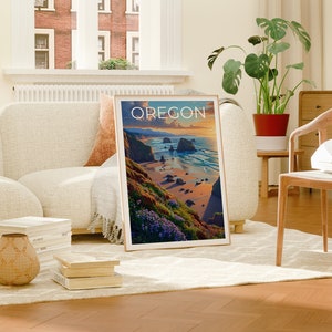 Oregon Travel Poster, Oregon Coast Wall Art, Oregon Coast Print, Oregon ...