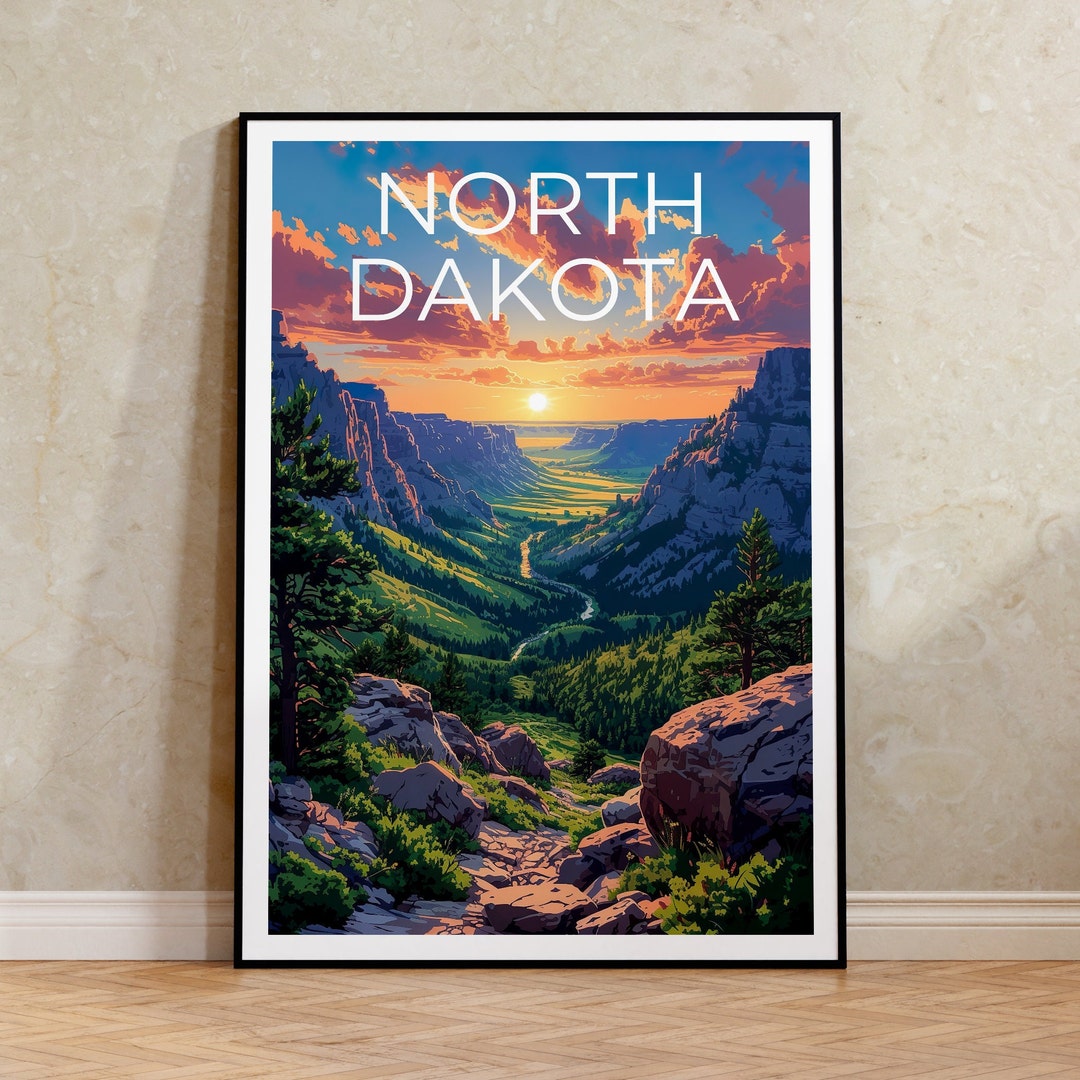 North Dakota Travel Poster, North Dakota Wall Art, North Dakota Print ...