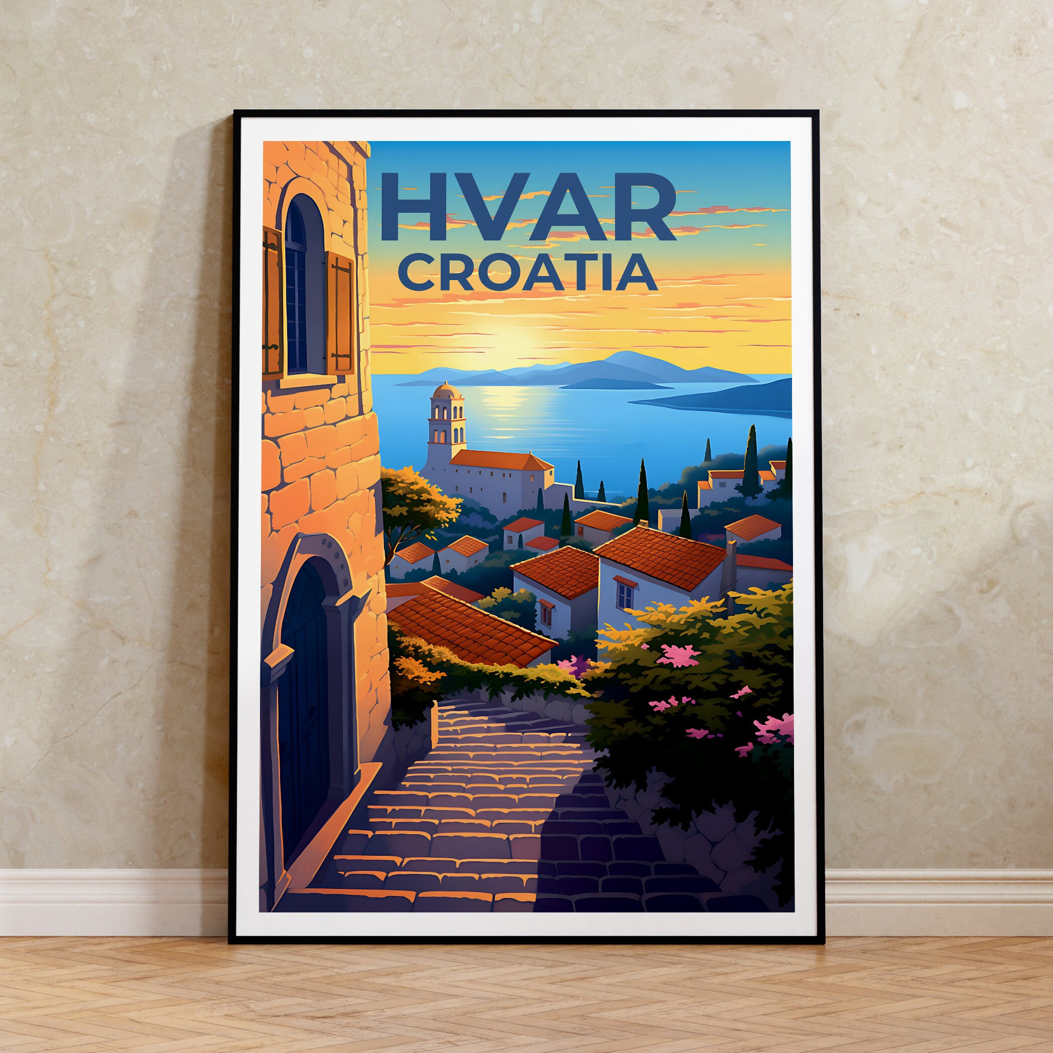 Hvar Travel Poster, Croatia Wall Art, Croatia Print, Hvar Poster ...