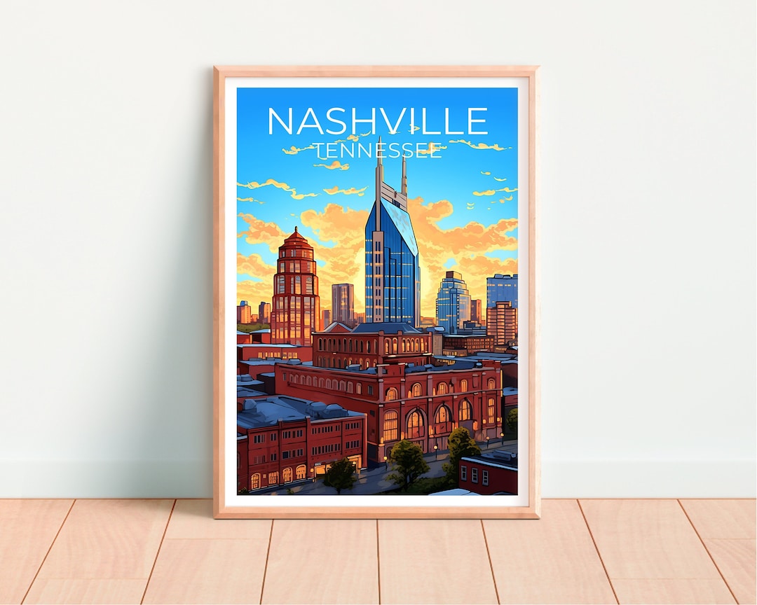 Nashville Travel Poster, Tennessee Wall Art, Tennesse Print, Nashville ...