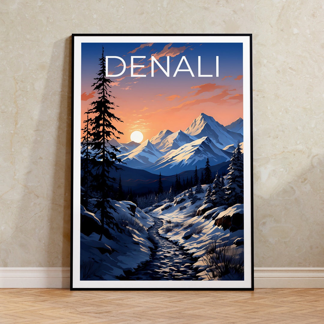 Denali Travel Poster, Alaska Wall Art, Alaska Print, Denali Poster ...