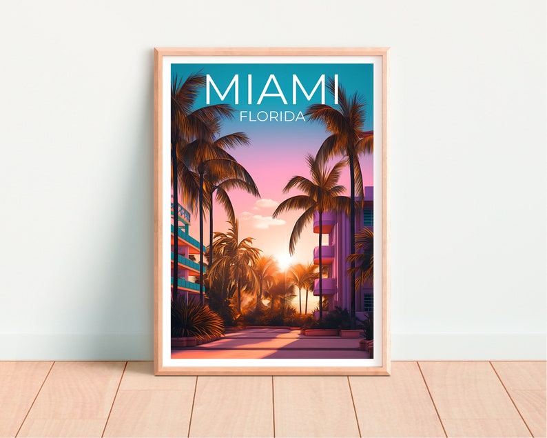 Miami Travel Poster, Florida Wall Art, Florida Print, Miami Poster ...