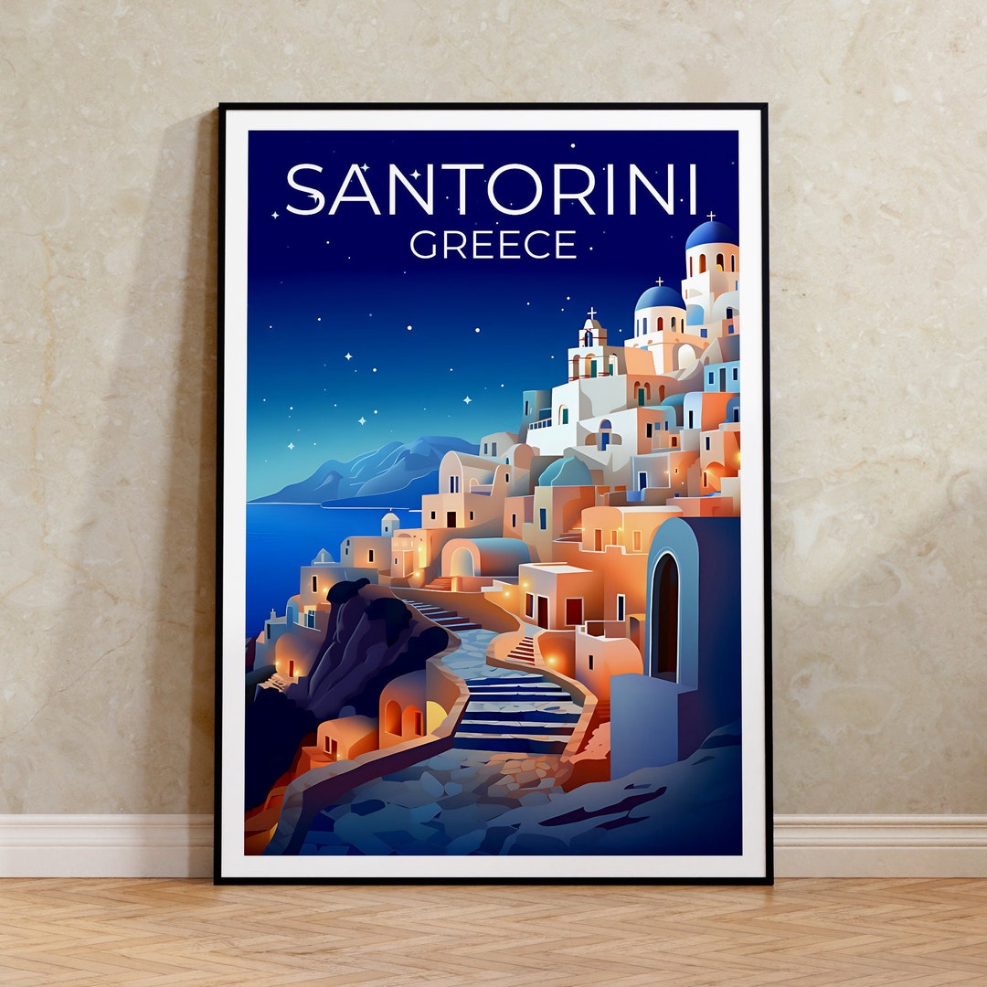 Santorini Travel Poster, Greece Wall Art, Greece Print, Santorini ...