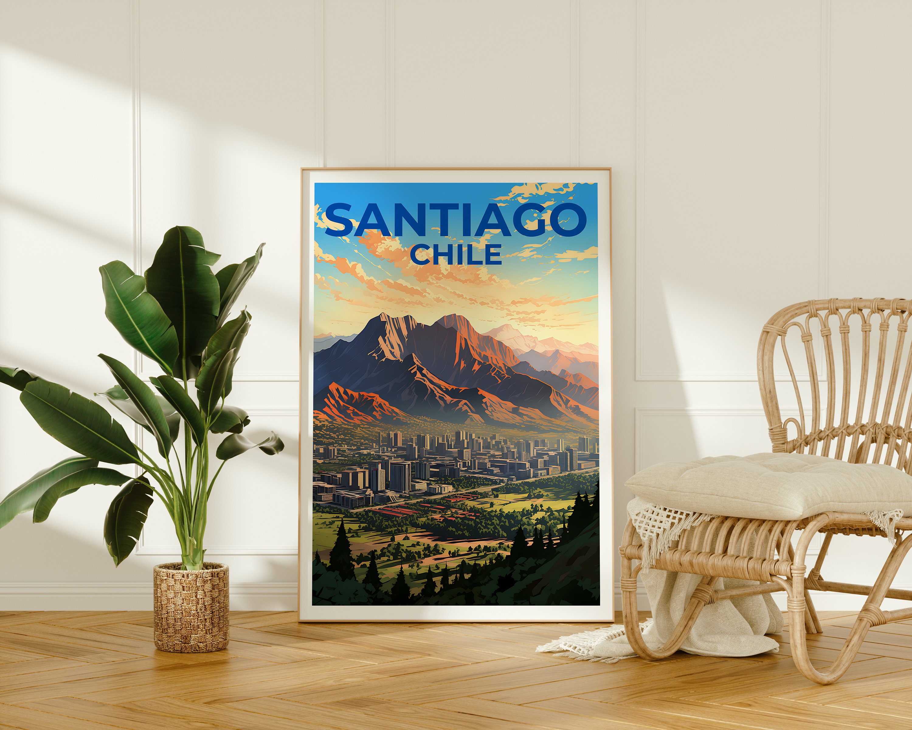 Santiago Travel Poster Chile Wall Art Chile Print Santiago - Etsy
