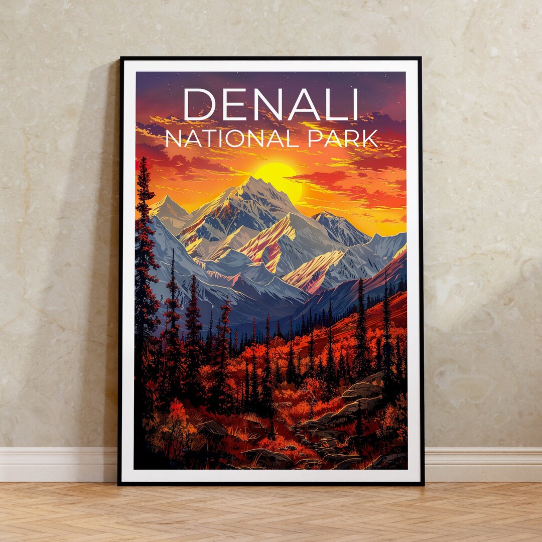 Denali National Park Poster, Denali Print, Alaska Poster, Alaska Print ...