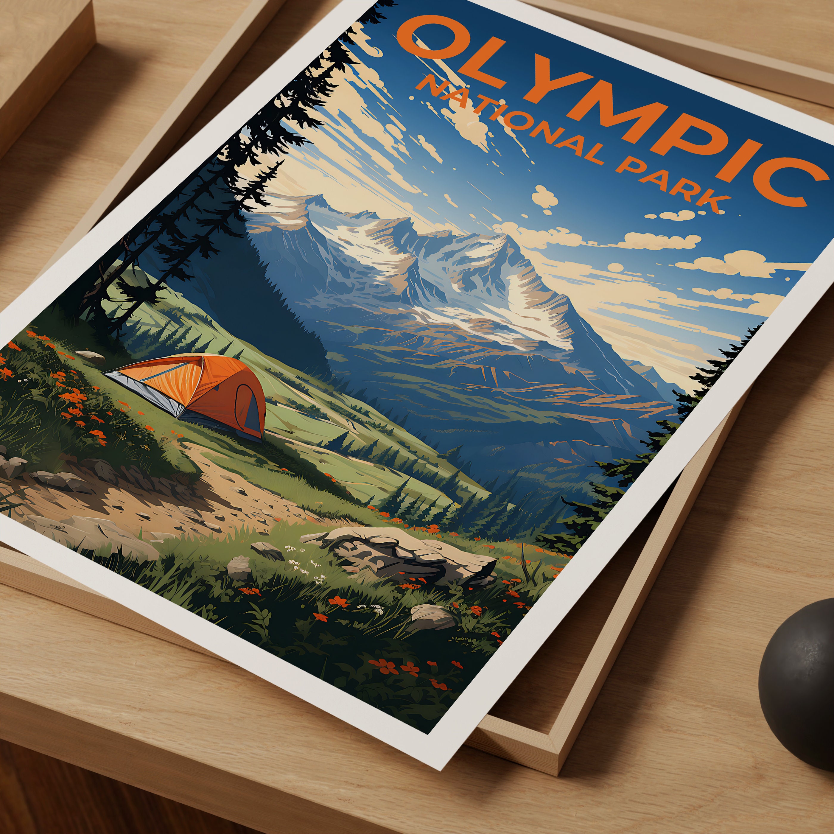 Olympic Travel Poster, Washington State Wall Art, Washington State ...