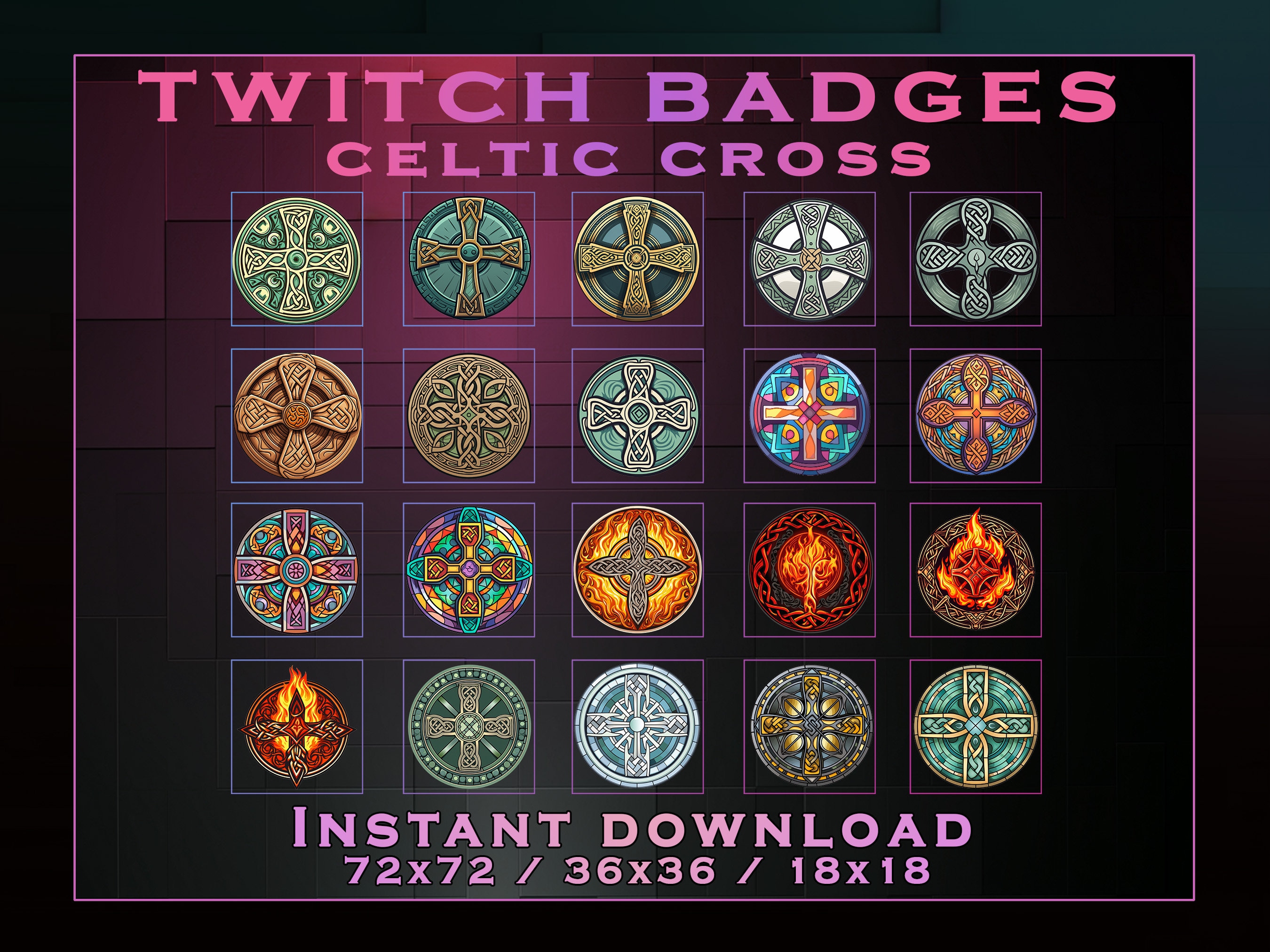 Celtic Cross Twitch Badges: Streamer Loyalty Graphics (instant Download ...