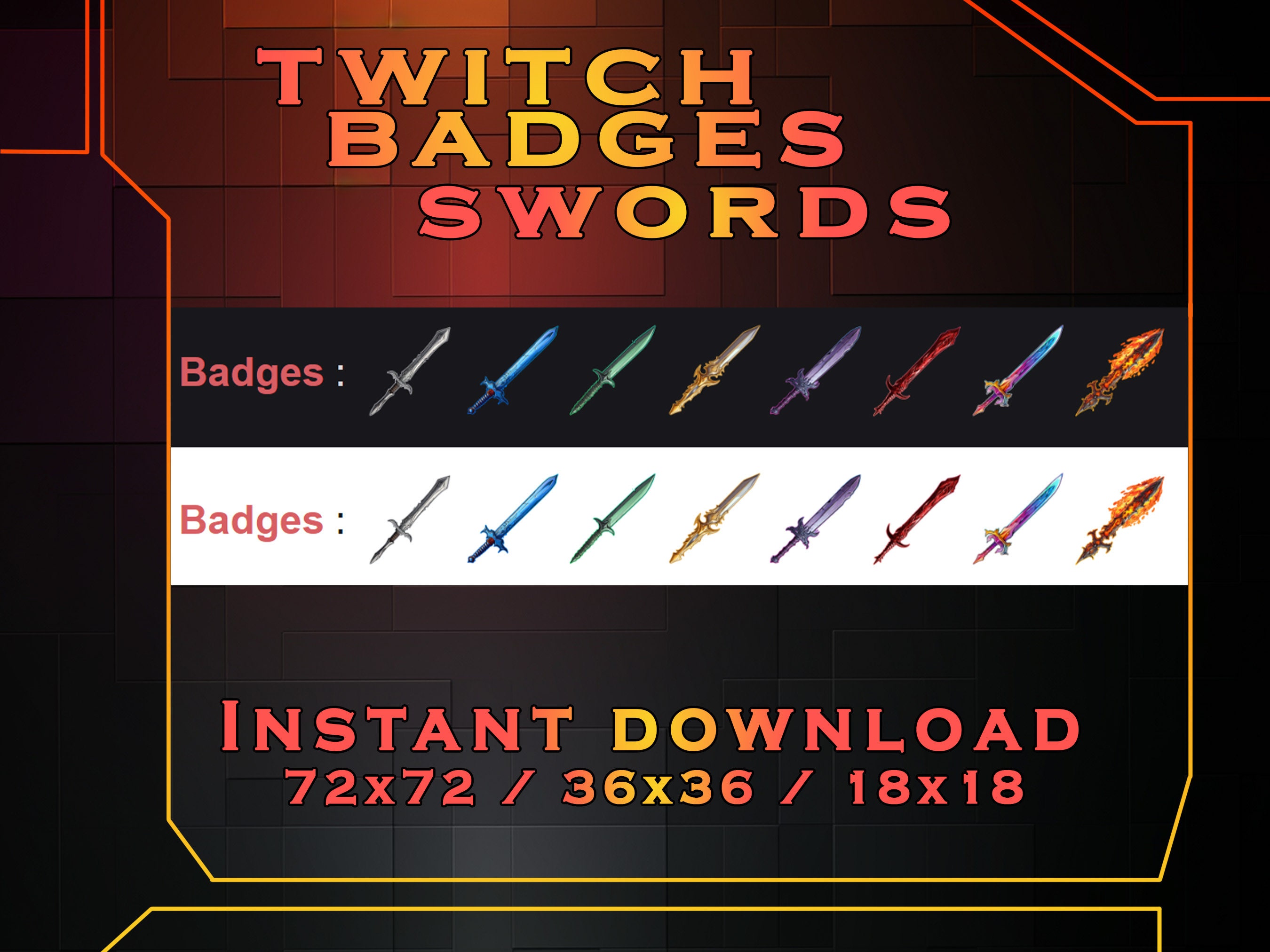 Swords Sub Badges for Twitch Youtube Discord | Stream Badges | Twitch ...