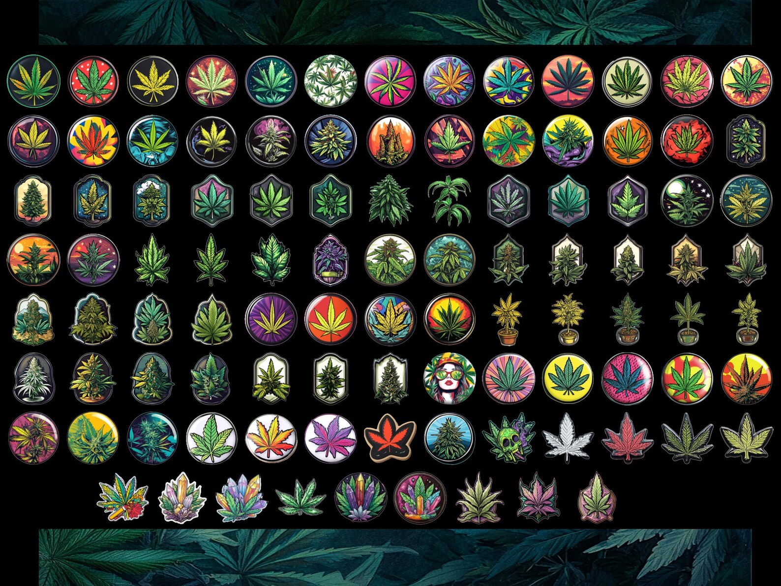 100 Emotes/badges for Twitch - Weed 420 Theme Youtube Discord | Stream ...
