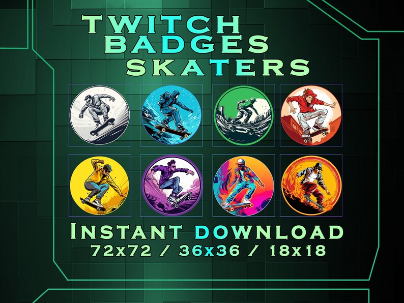 Skaters Sub Badges for Twitch Youtube, Discord | Stream Badges | Twitch ...