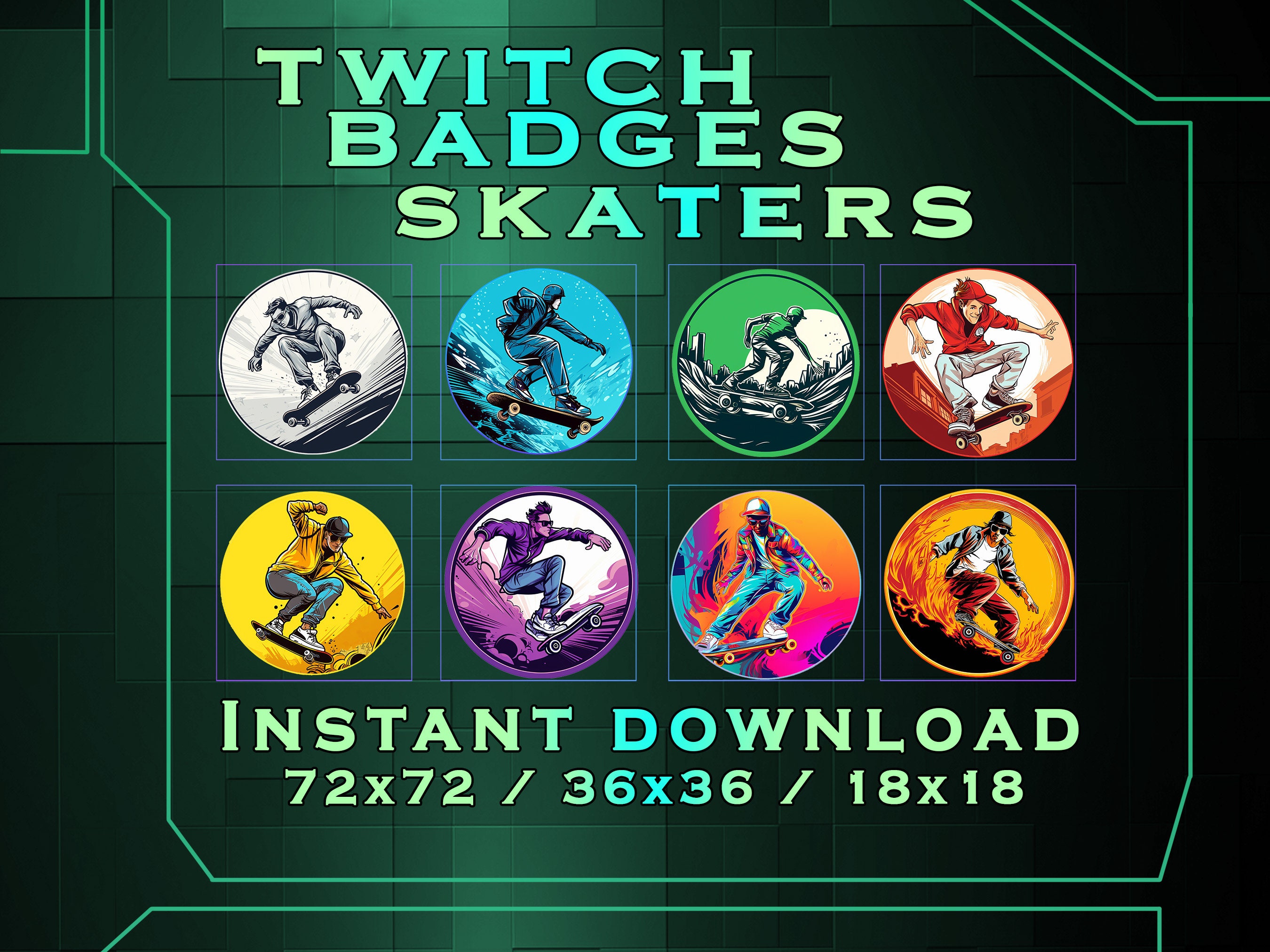 Skaters Sub Badges for Twitch, Youtube, Discord Stream Badges Twitch ...