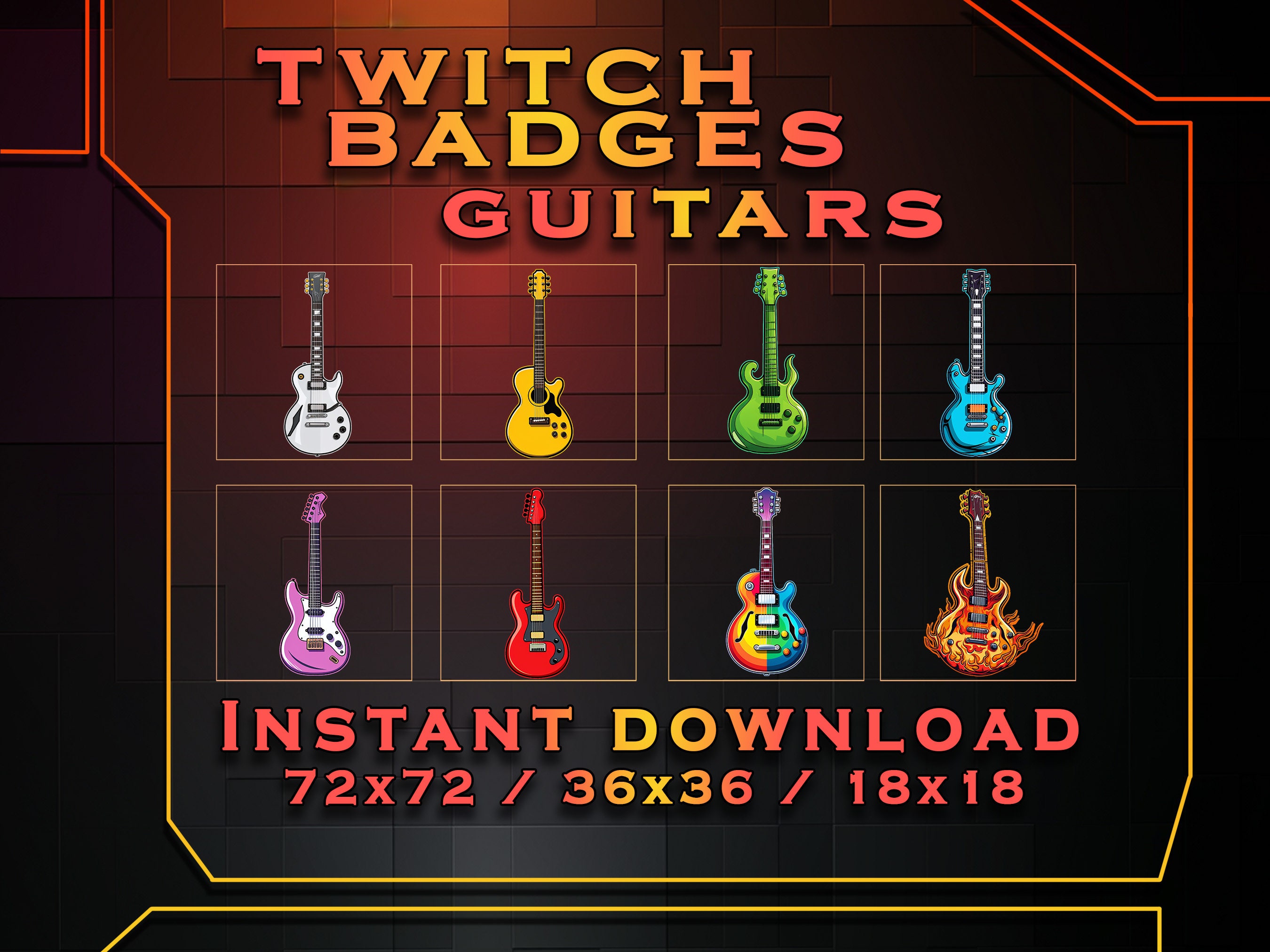 Guitar Sub Badges for Twitch, Youtube, Discord (digital Download) - Etsy