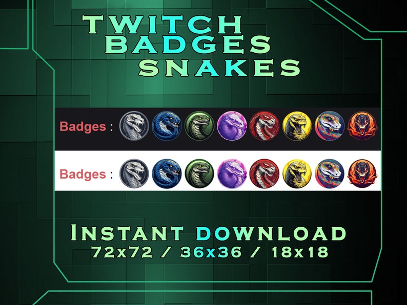 Snakes Sub Badges for Twitch, Youtube, Discord (digital Download) - Etsy