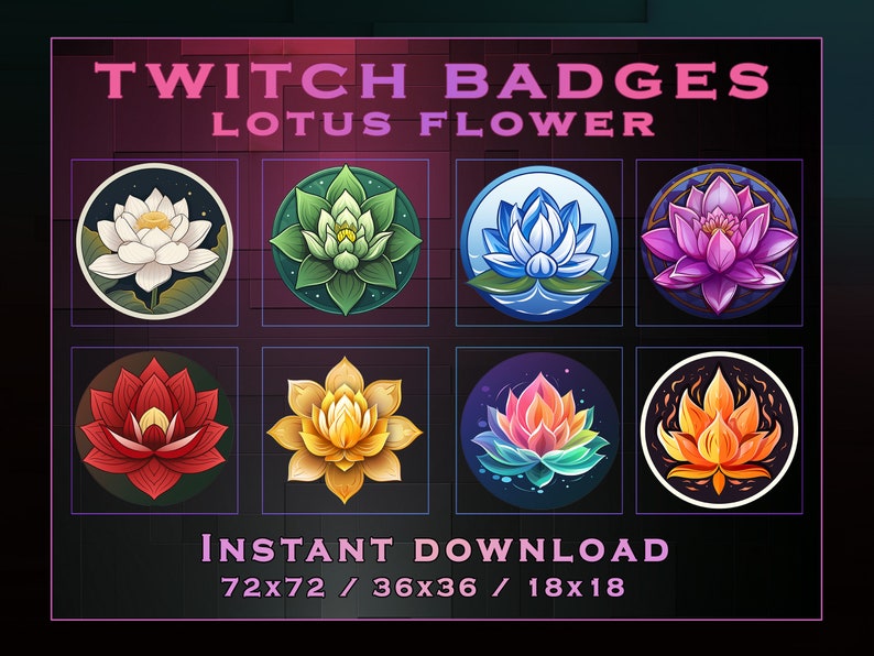Lotus Flower Sub Badges for Twitch, Youtube, Discord (digital Download ...