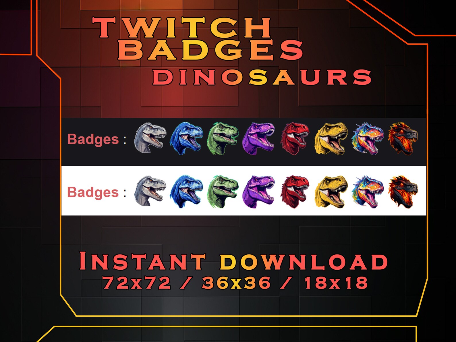 Dinosaur Twitch Sub Badges: Fantasy Streamer Graphics (digital Download ...