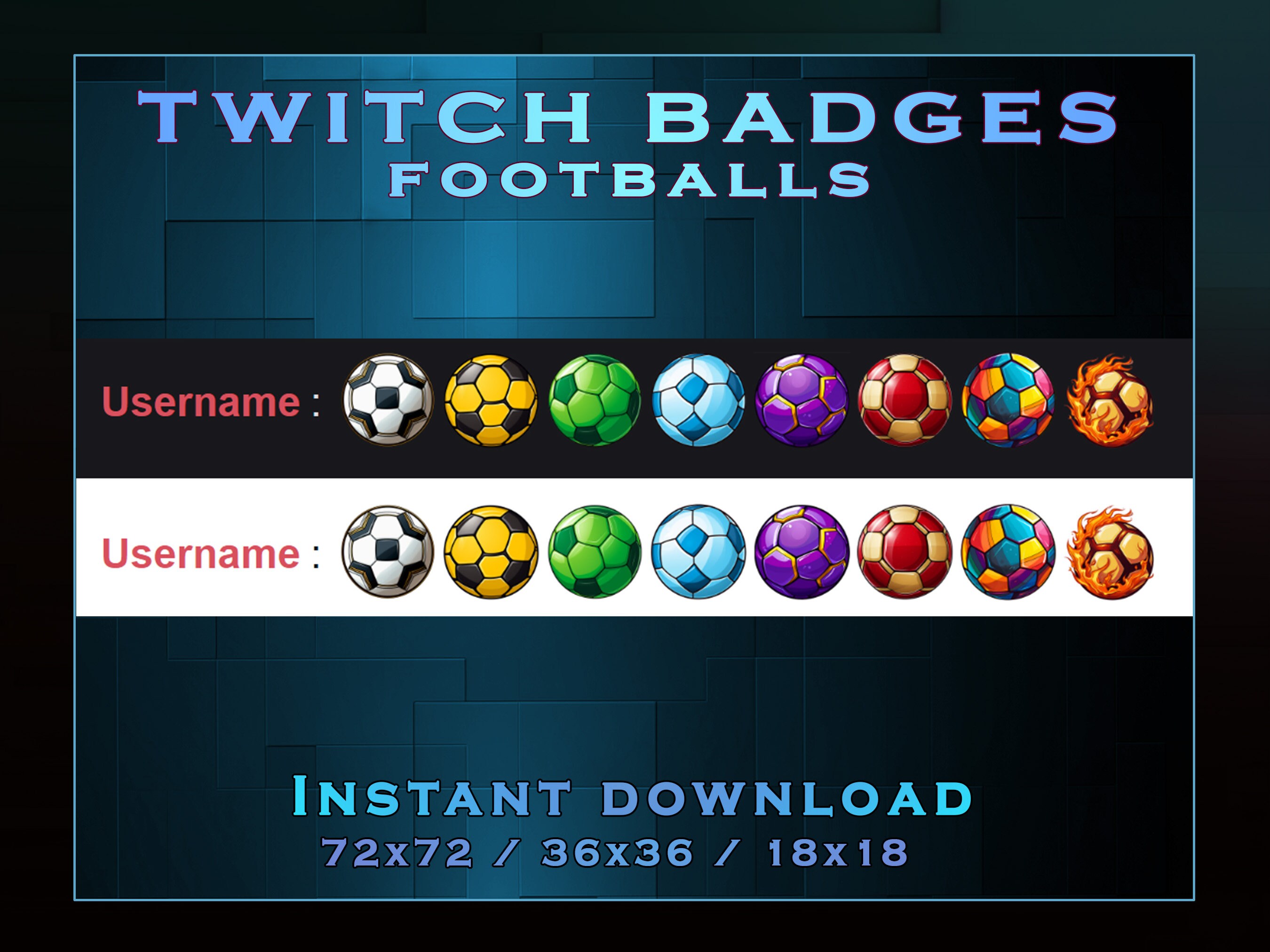 Footballs Sub Badges for Twitch Youtube Discord | Stream Badges ...