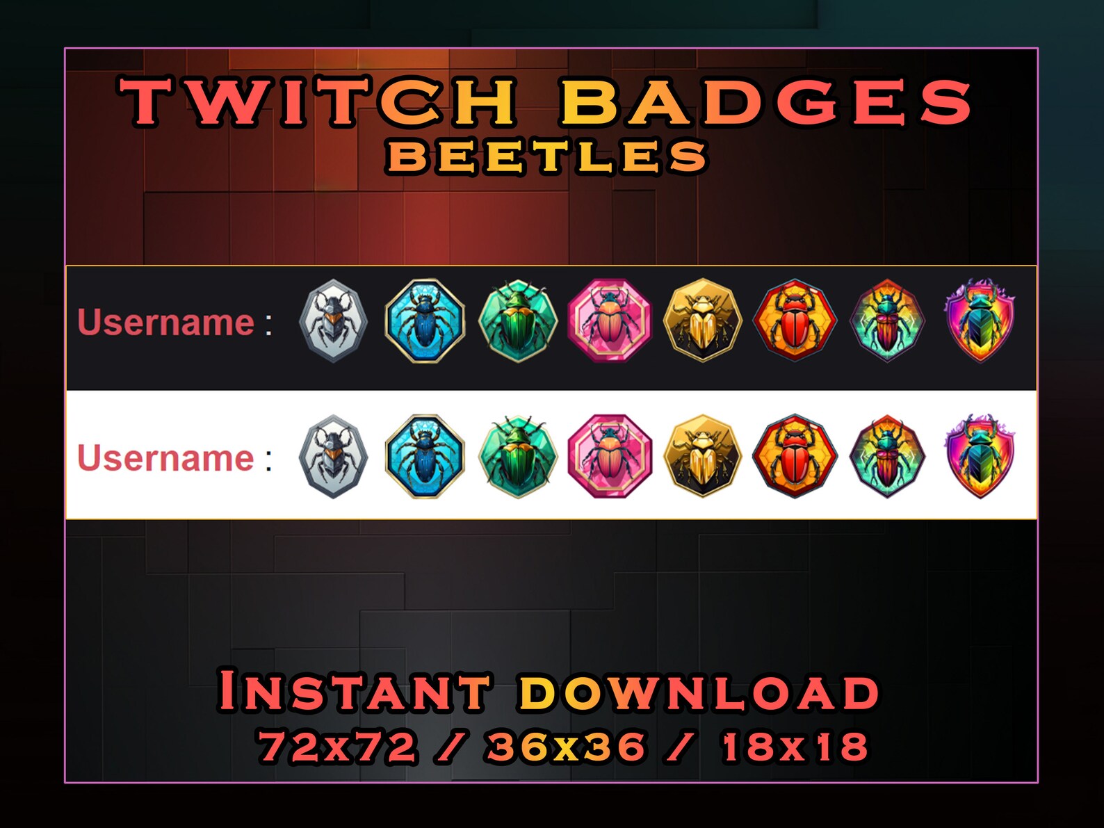 Beetles Twitch Sub Badges: Streamer Subscriber Badges (digital Download ...