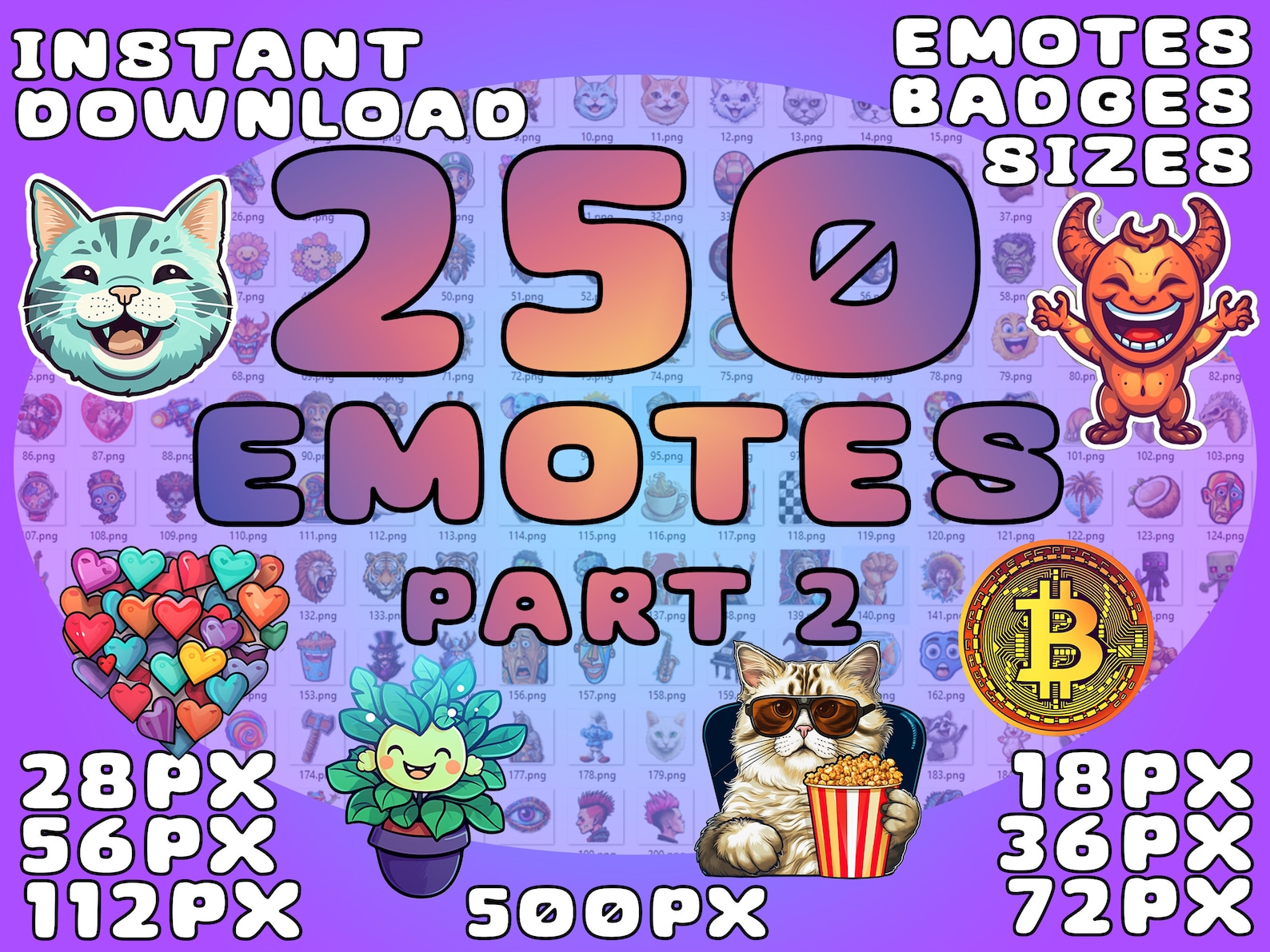 250 Twitch Emotes Pack, 7 Sizes, Twitch, Discord, Bundle Emotes - Etsy