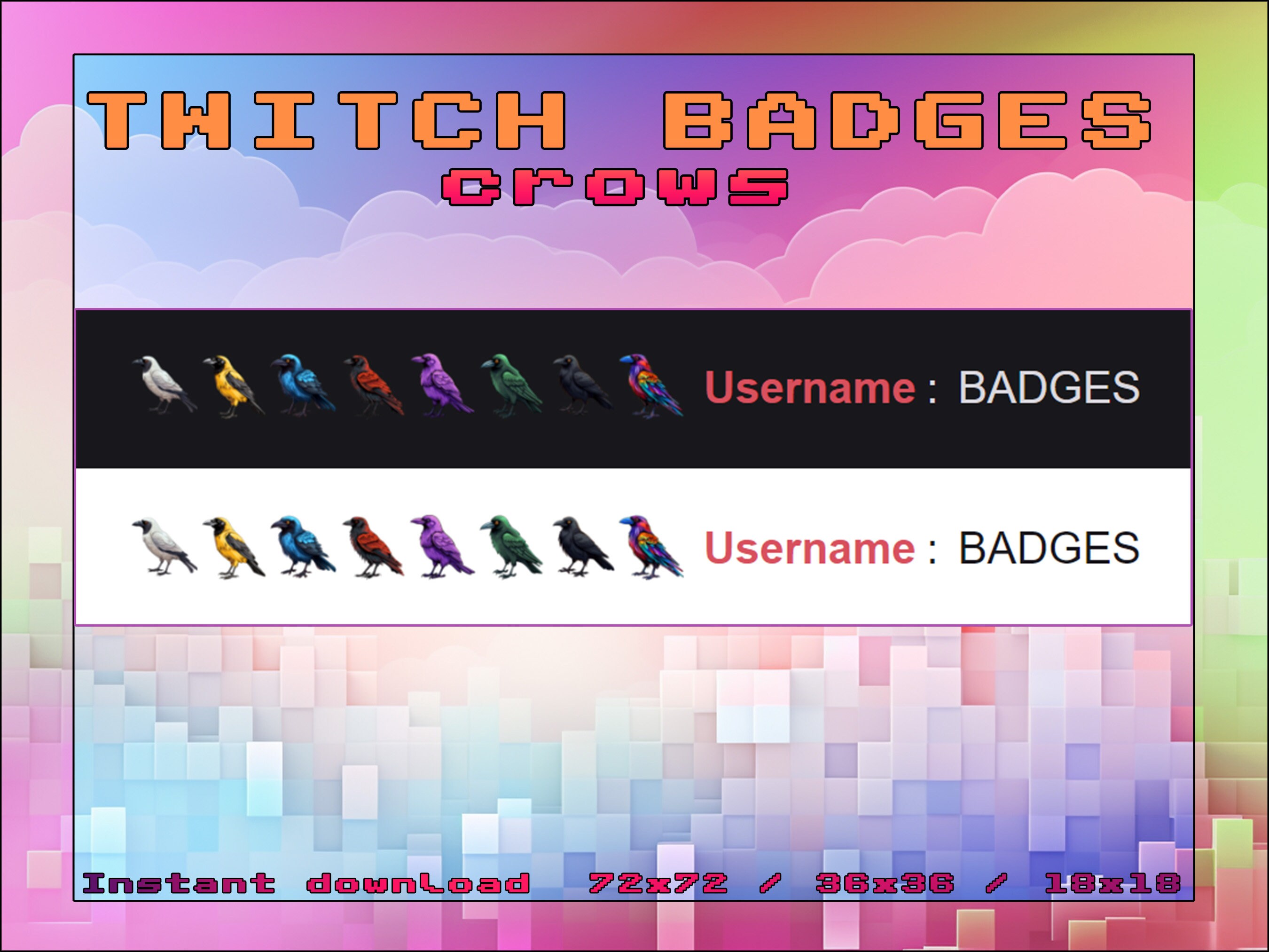 Crows Sub Badges for Twitch Youtube Discord | Stream Badges | Twitch ...