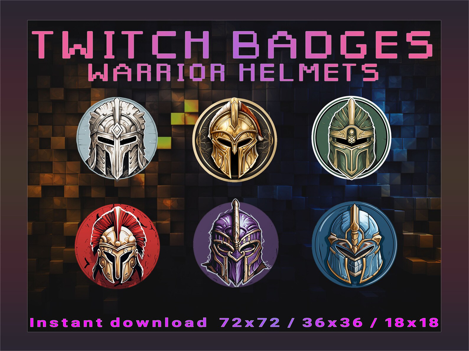 Warrior Helmets Sub Badges, Twitch Fantasy, Twitch Subscribers Badges ...
