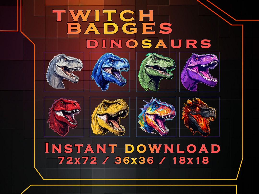 Dinosaur Twitch Sub Badges: Fantasy Streamer Graphics (digital Download ...