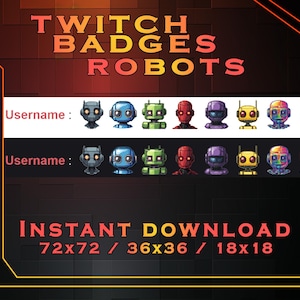 Robot Sub Badges for Twitch, Youtube, Discord (digital Download) - Etsy
