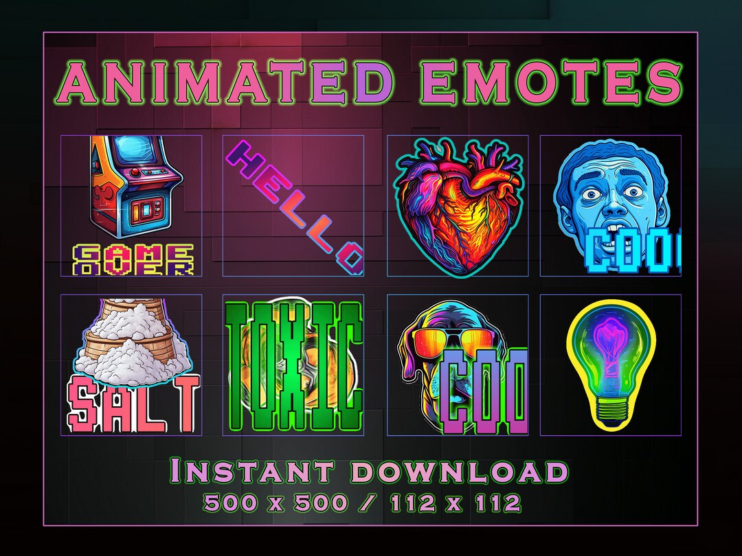 8 Animated Emotes Pack | Sub Emote | Live Streaming Animated Emote ...