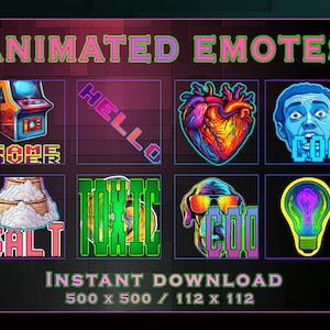 8 Animated Emotes Pack | Sub Emote | Live Streaming Animated Emote ...
