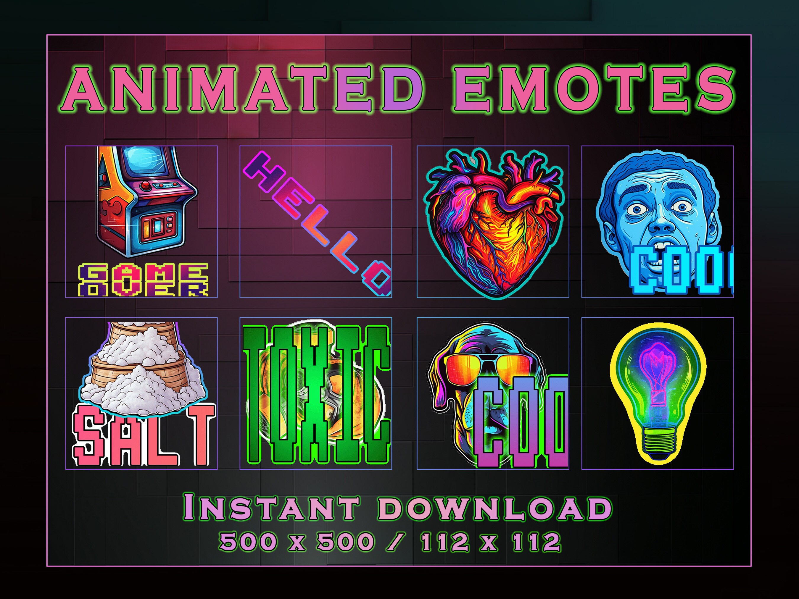 8 Animated Emotes Pack Sub Emote Live Streaming Animated Emote Cool ...