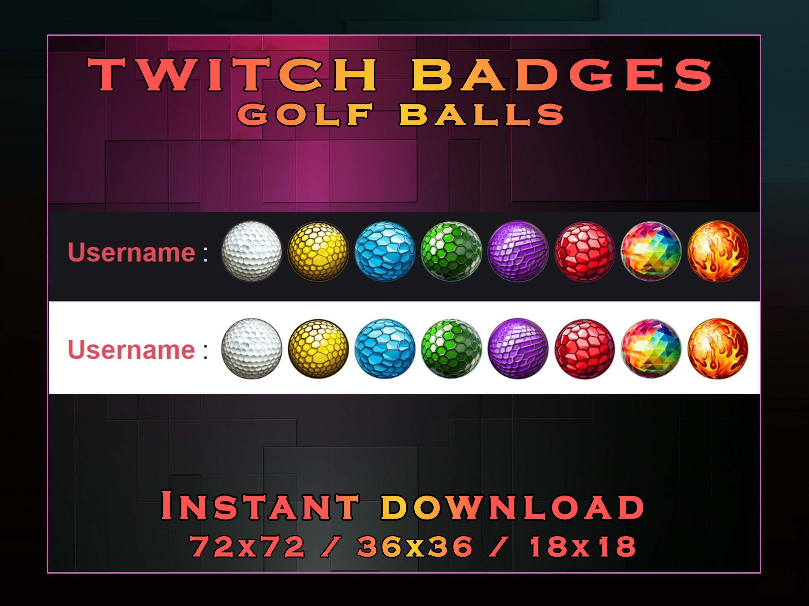 Golf Balls Sub Badges for Twitch, Youtube, Discord (digital Download) - Etsy