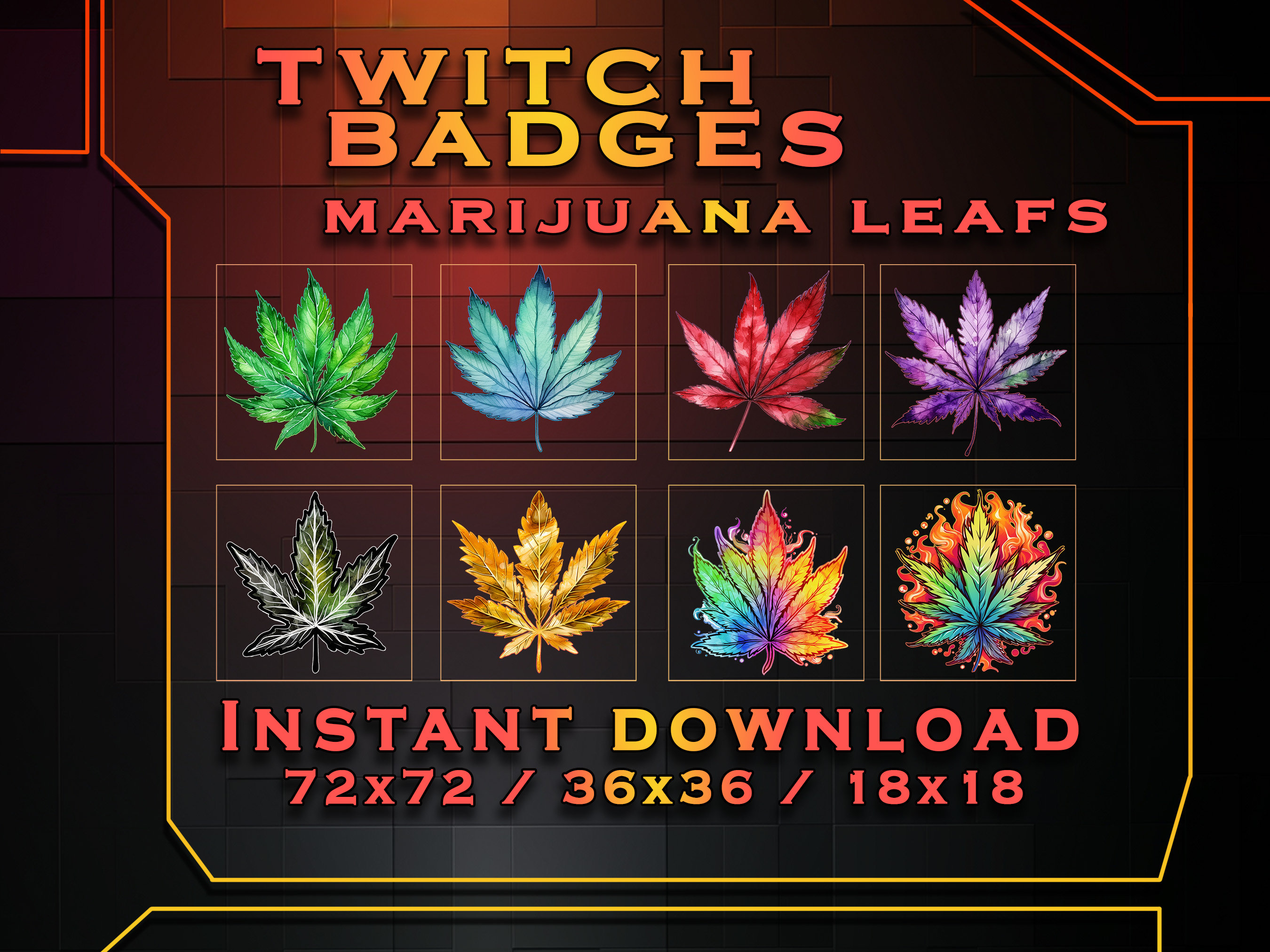 Weed Leafs Sub Badges for Twitch V2 Youtube, Discord | Stream Badges ...