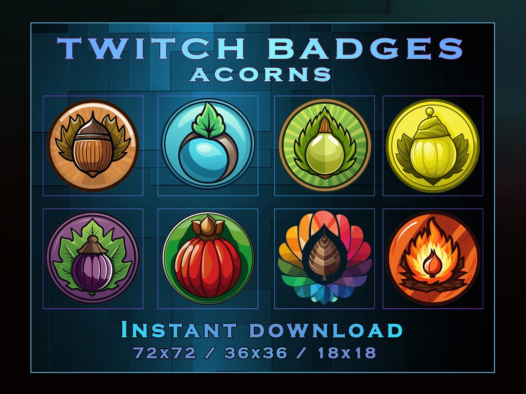 Acorn Twitch Sub Badges: Fantasy Streamer Loyalty Graphics (digital ...