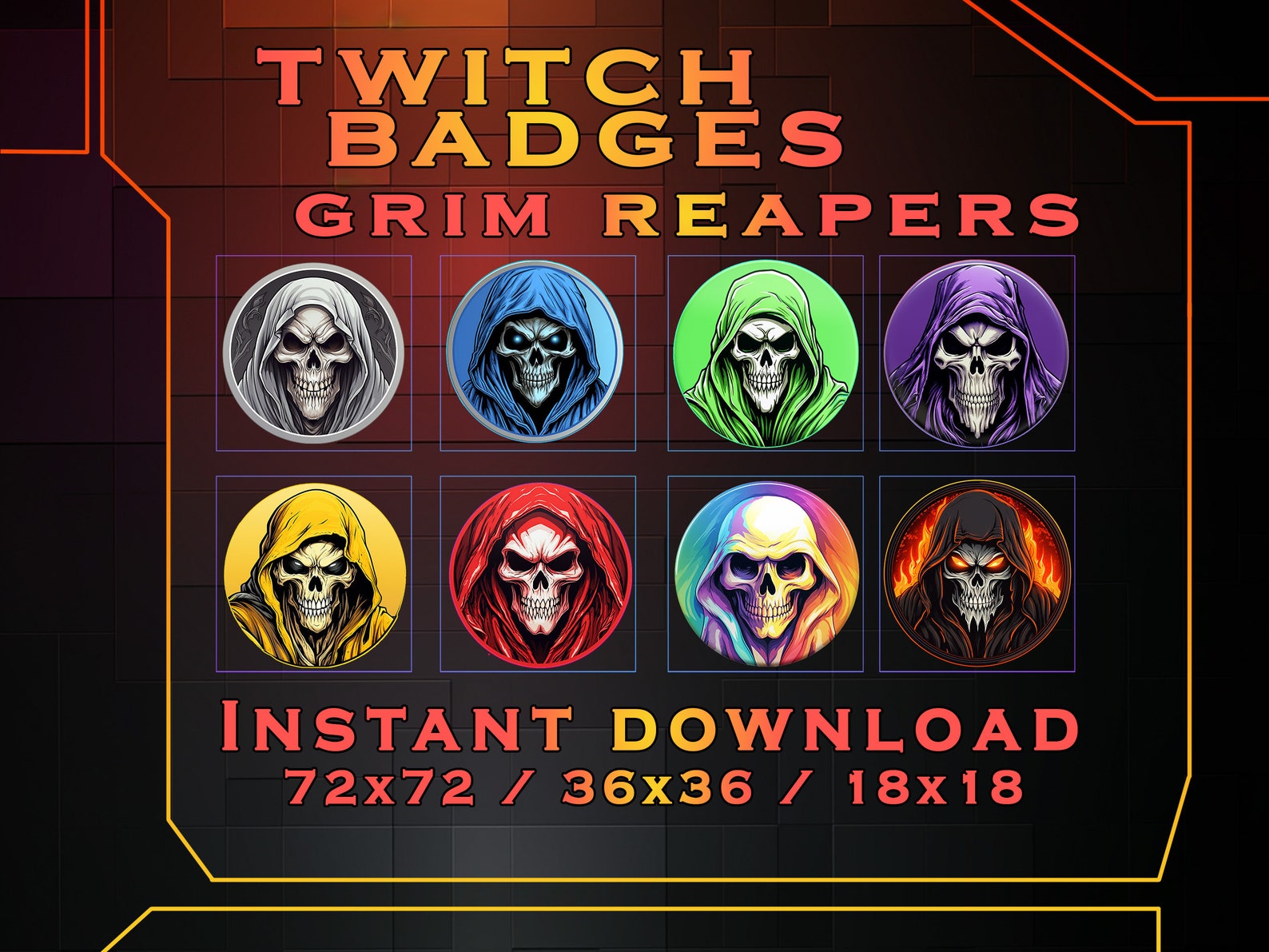 Grim Reapers Sub Badges for Twitch Youtube, Discord | Stream Badges ...