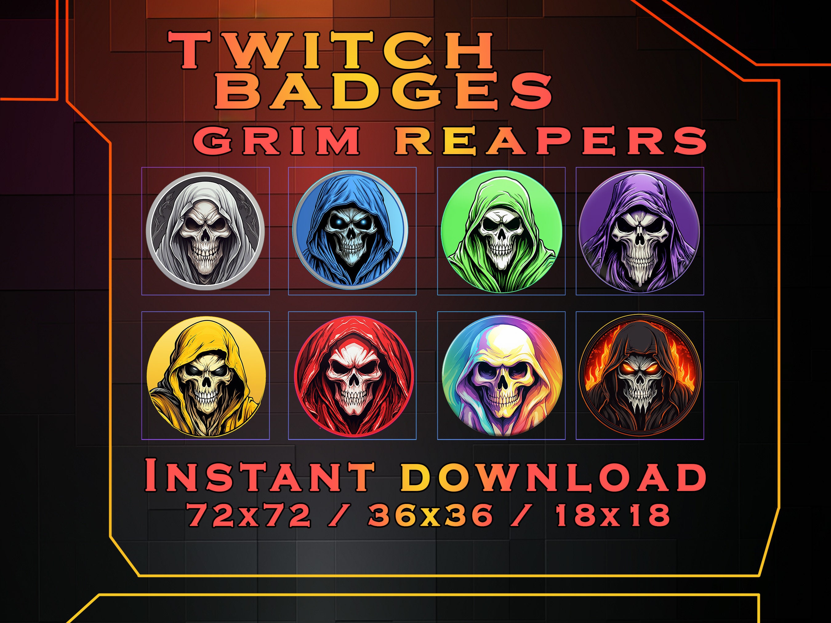 Grim Reapers Sub Badges for Twitch Youtube, Discord | Stream Badges ...