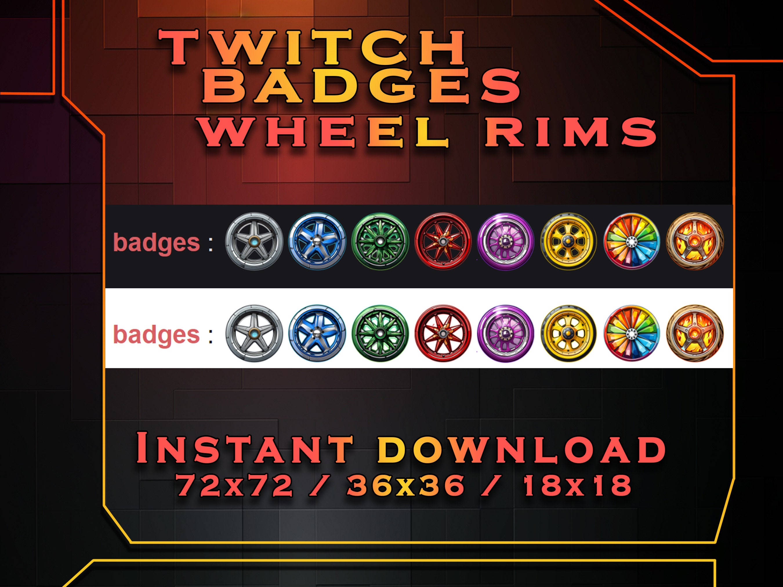 Wheel Rims Sub Badges for Twitch, Youtube, Discord (digital Download ...