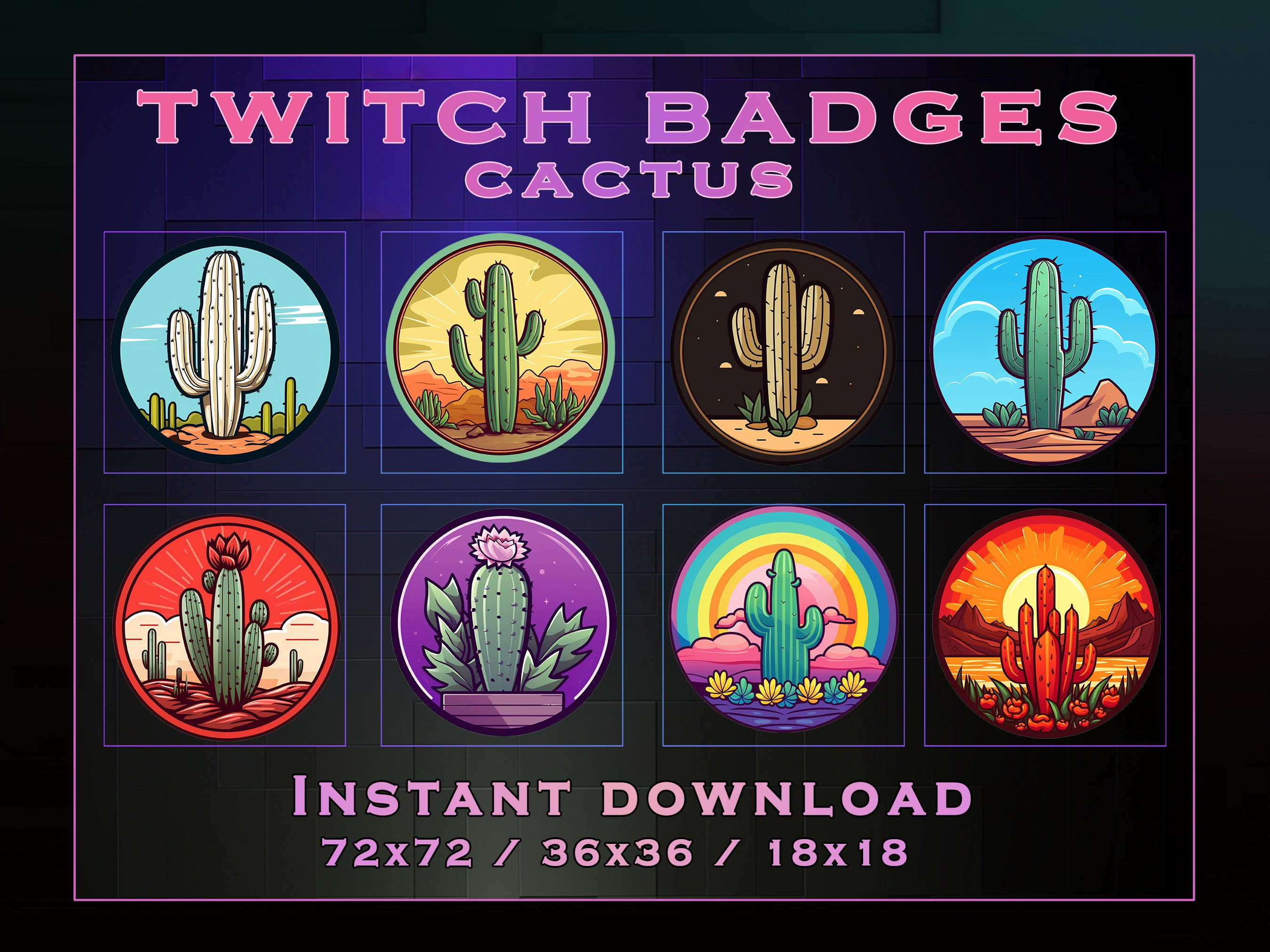 Cactus Sub Badges for Twitch, Youtube, Discord (digital Download) - Etsy